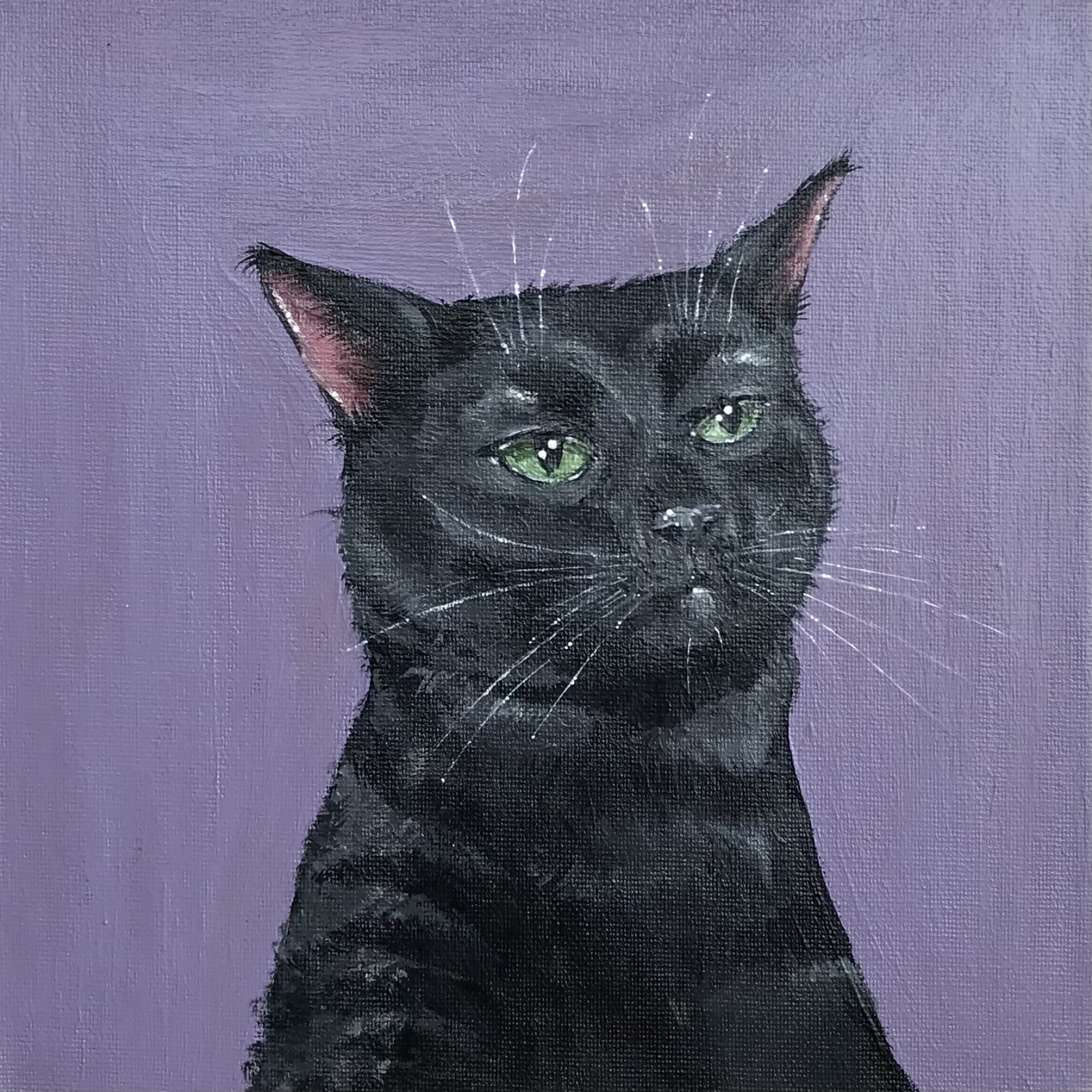 Portrait d'un chat. Auditeur attentif Peinture de Malina