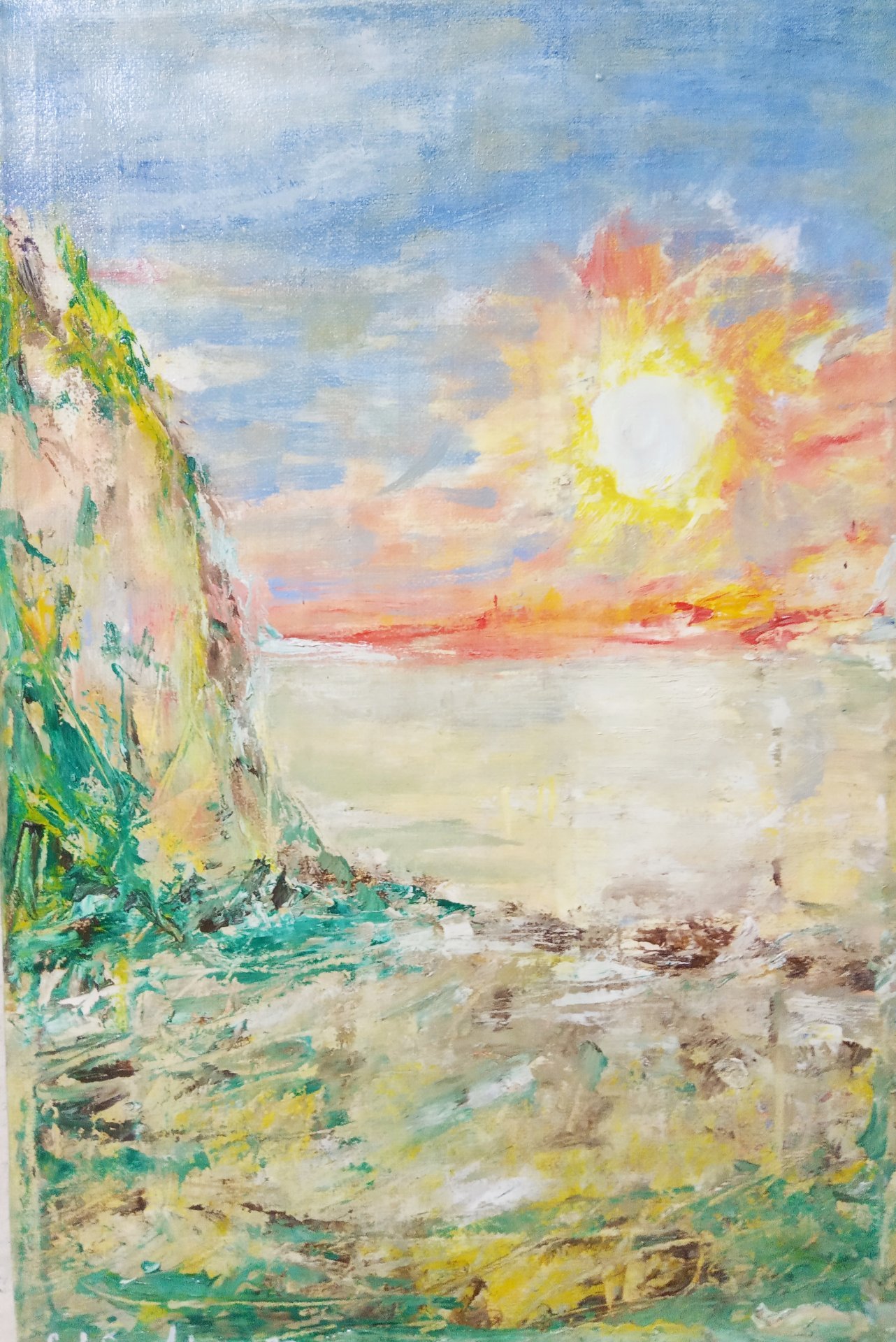 MEDITATING MONK ON A ROCK Painting by Selena Sashina