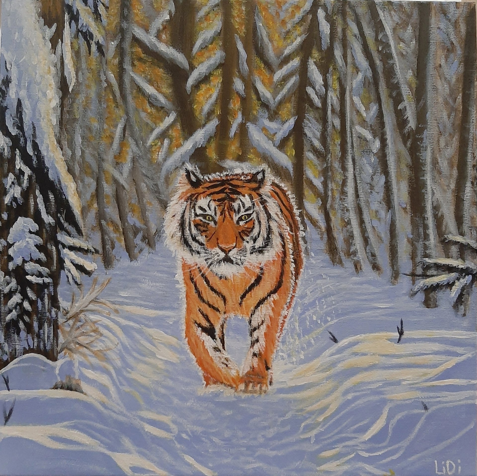 Winter walk Painting by LiDi - Jose Art Gallery