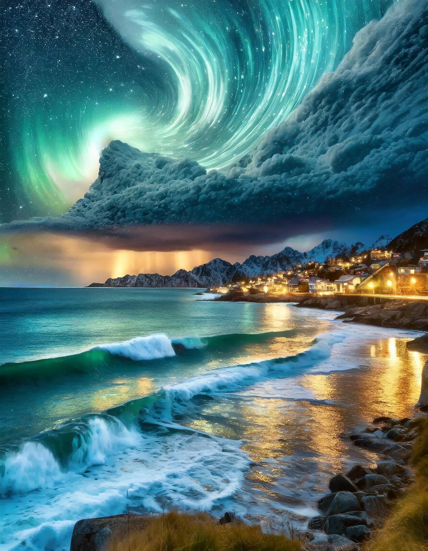 Aurora Magic: Nordic Nightscape Painting by Praphul Garg