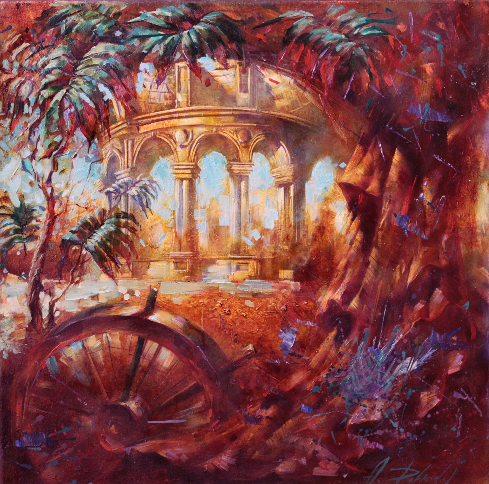 Red Morning: City in Surrealism Painting by Dobrodiy Alexandr