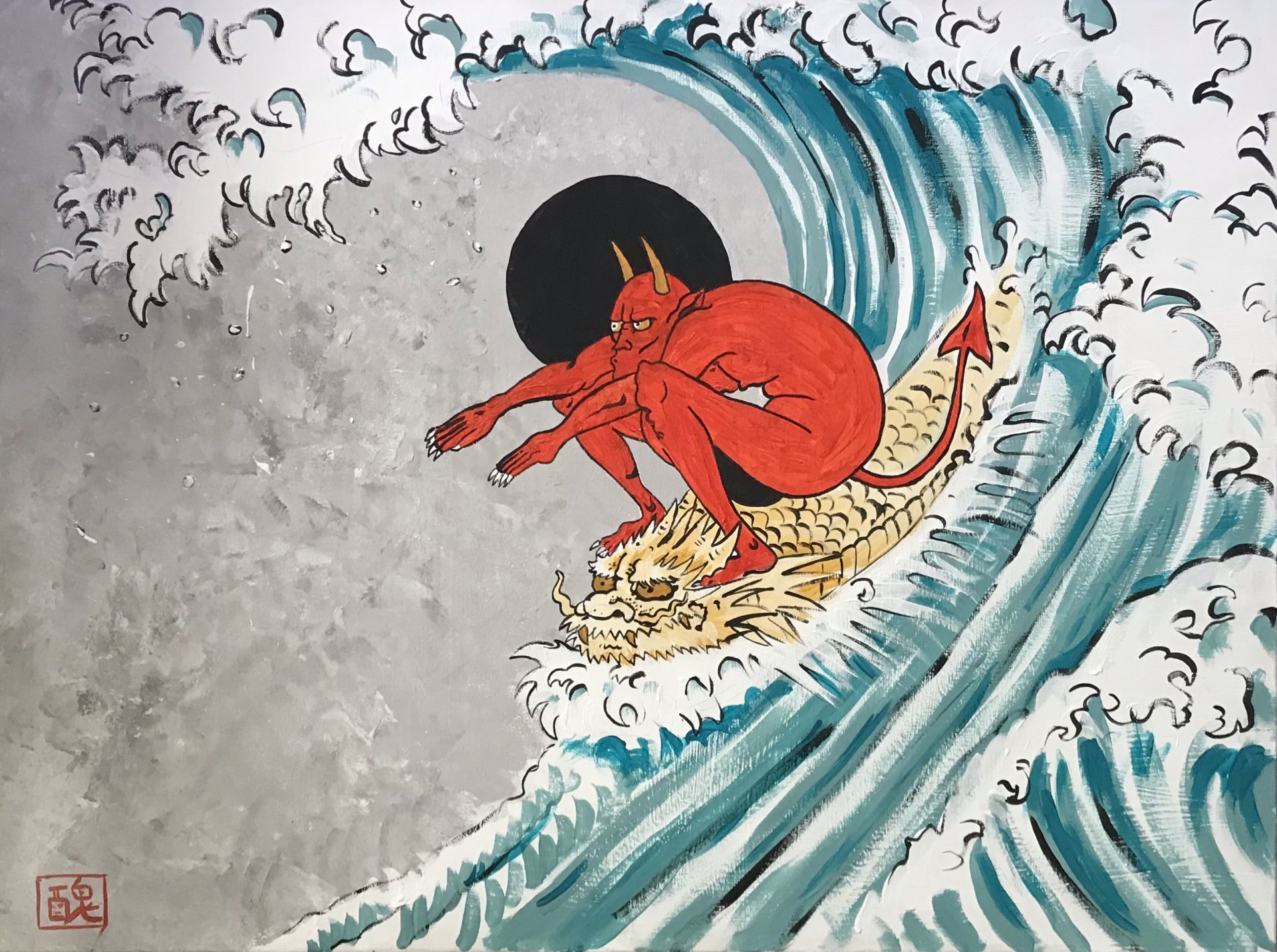 On the crest of a wave Painting by Anastasiia Atamanchuk