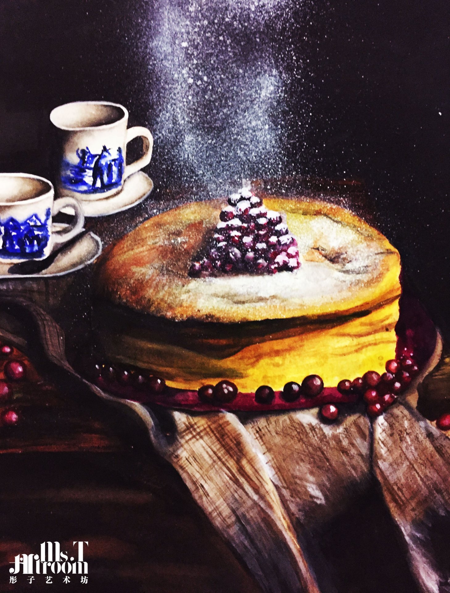 DUST SUGAR ONTO A CAKE Drawing - Ms T Artroom