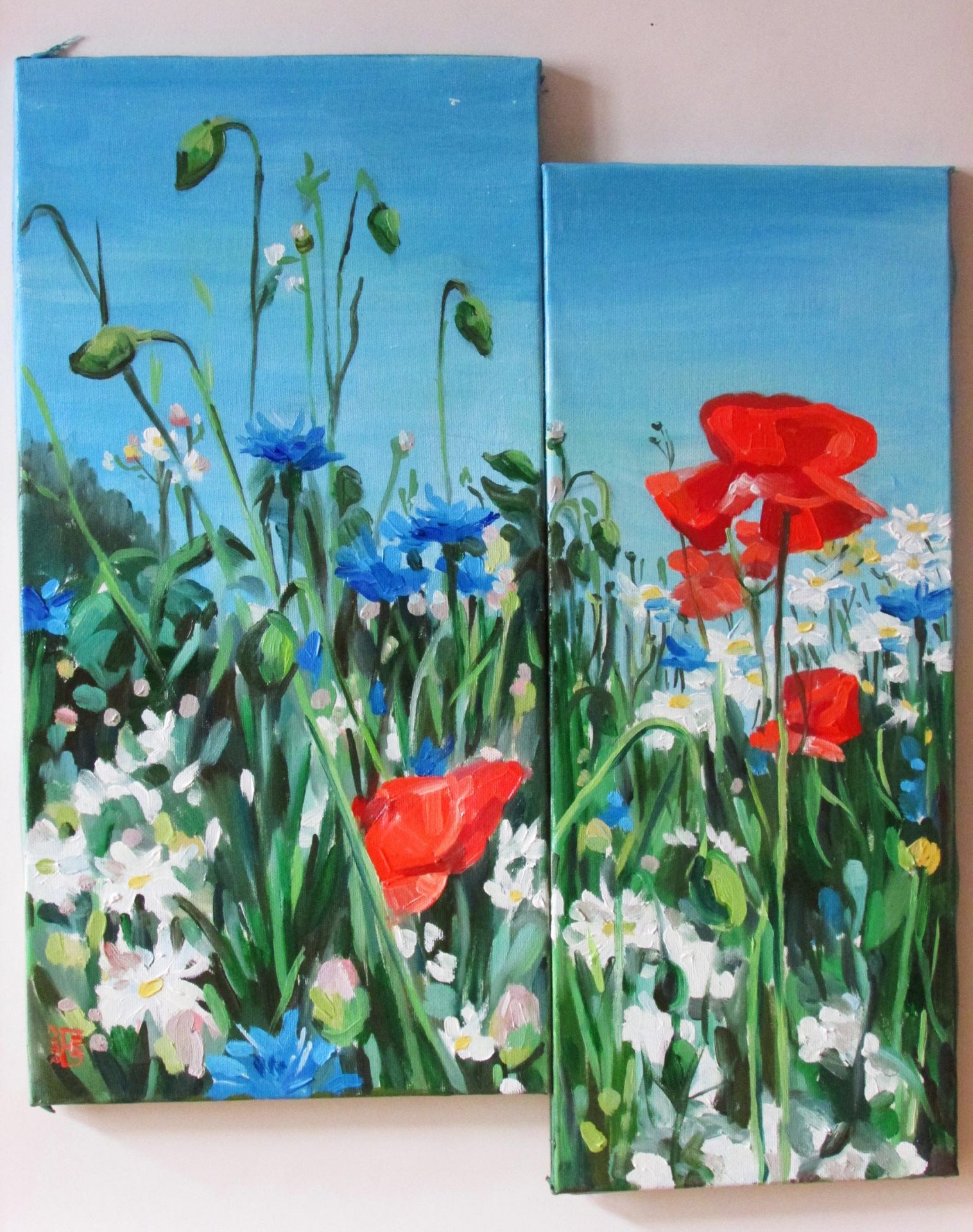 Wild flowers (modular work) Painting by Kateryna Bortsova