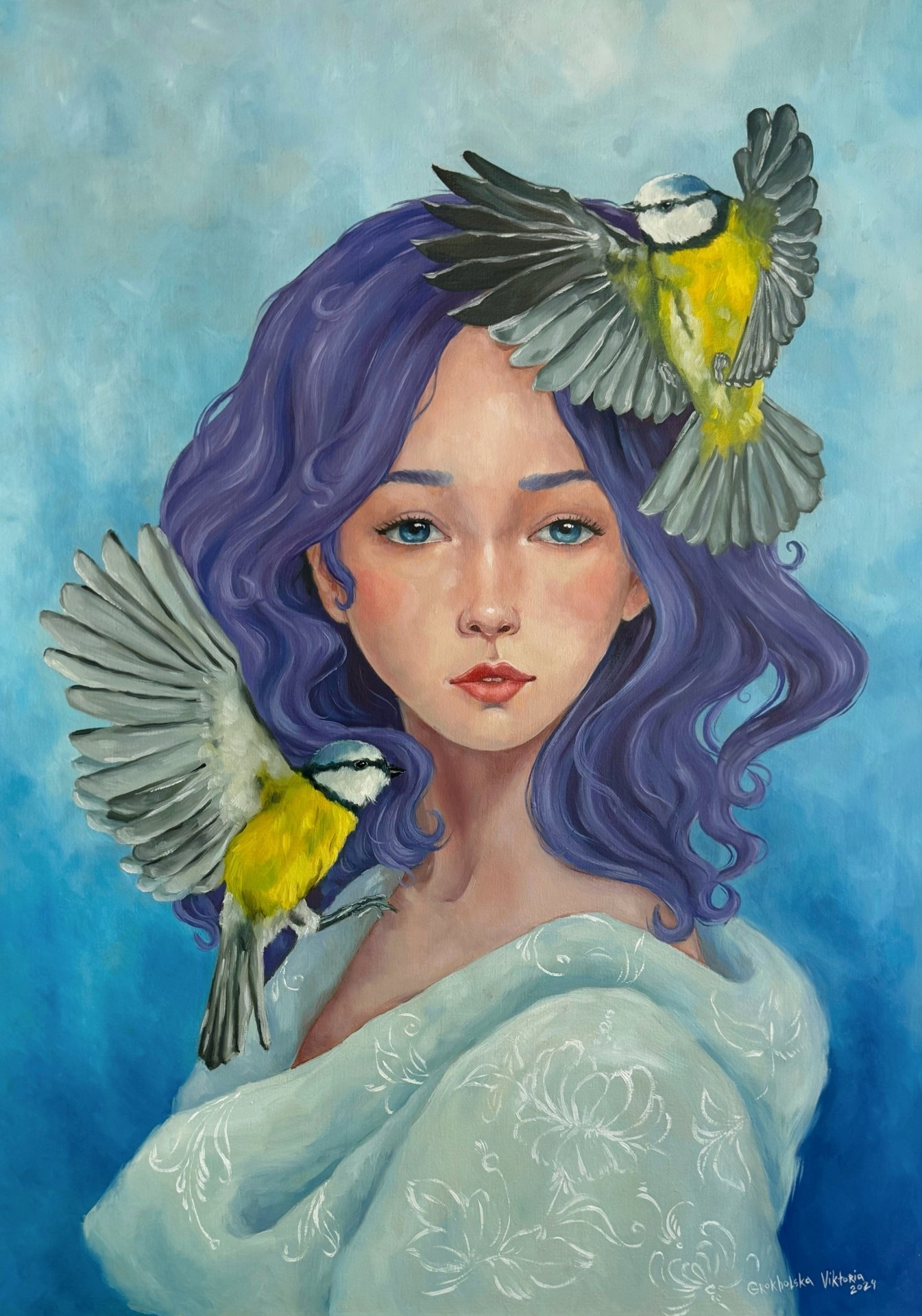 Unidad de naturaleza y belleza: retrato de una modelo Drawing ...