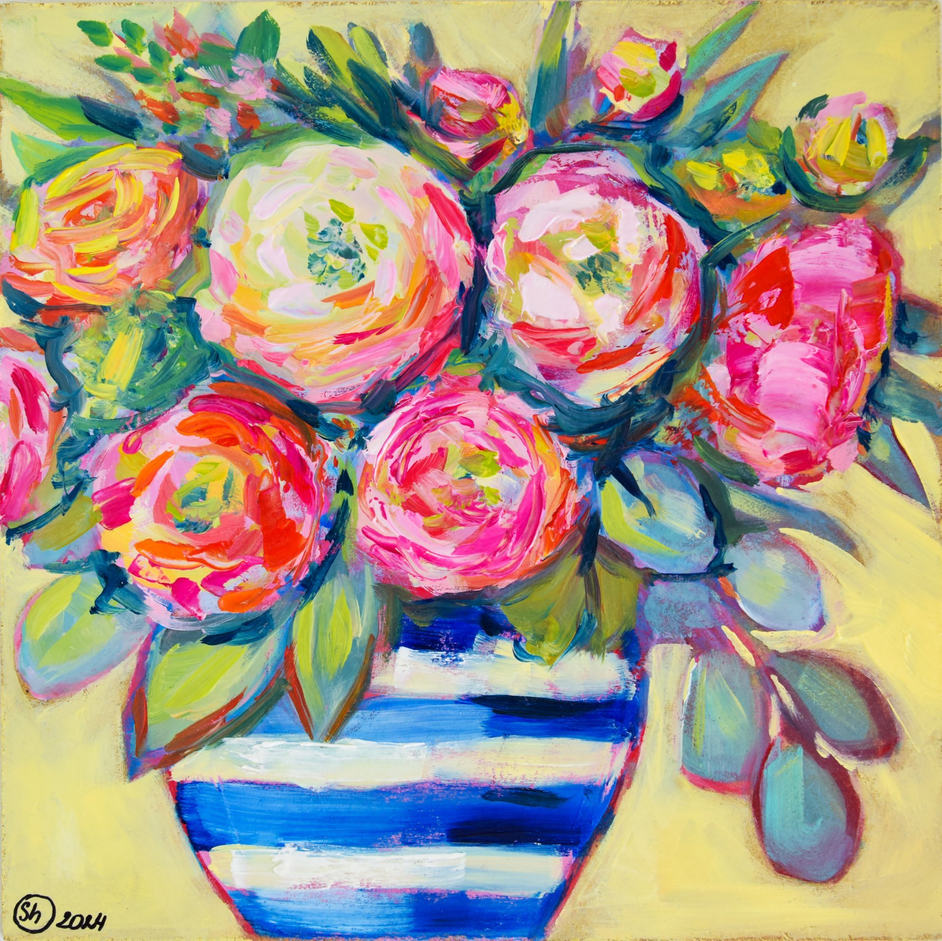 Bright Abstract Flowers: A Textural Delight Painting by Oksana Shevchenko