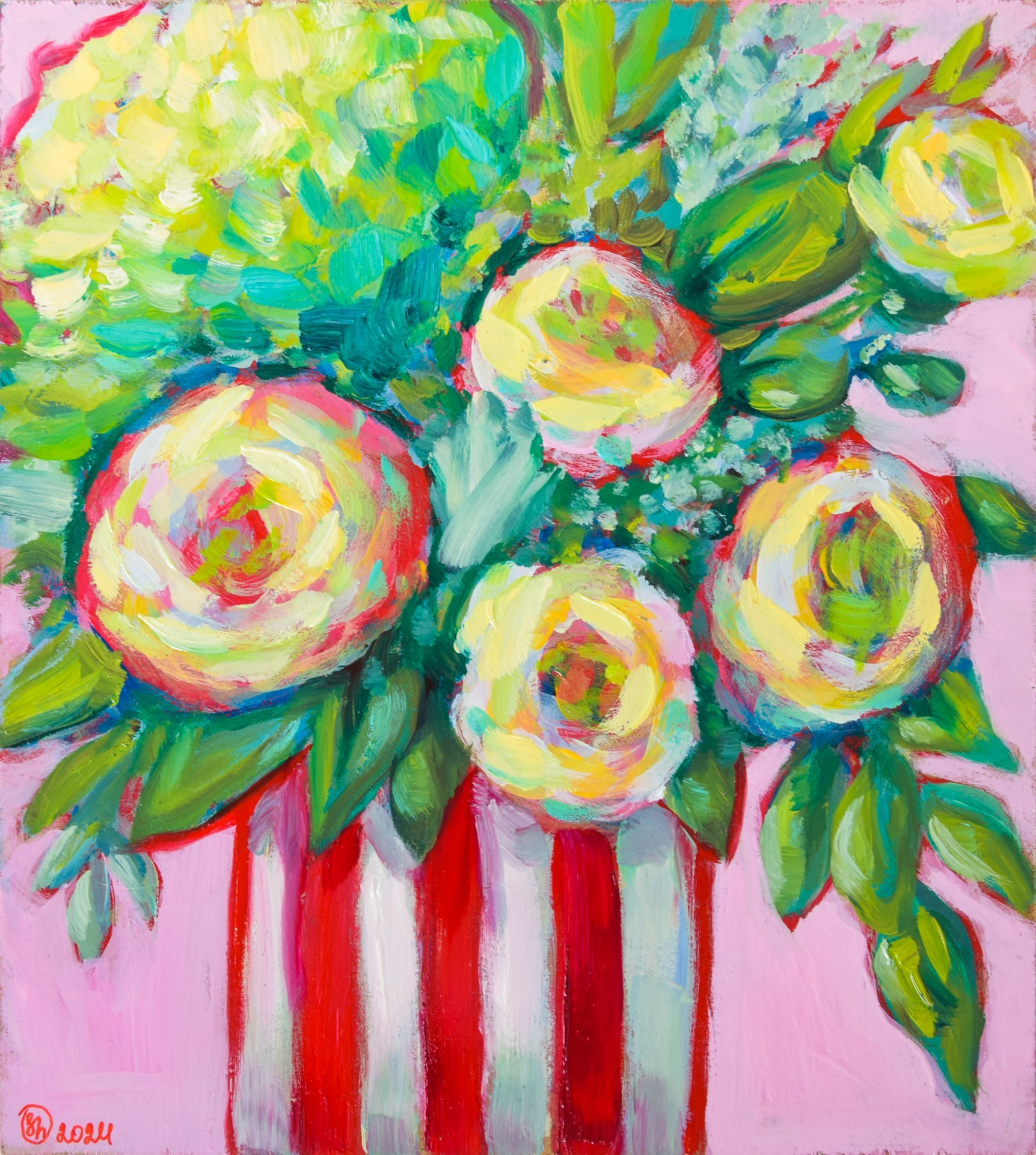 Preppy Chic Floral Design Painting by Oksana Shevchenko
