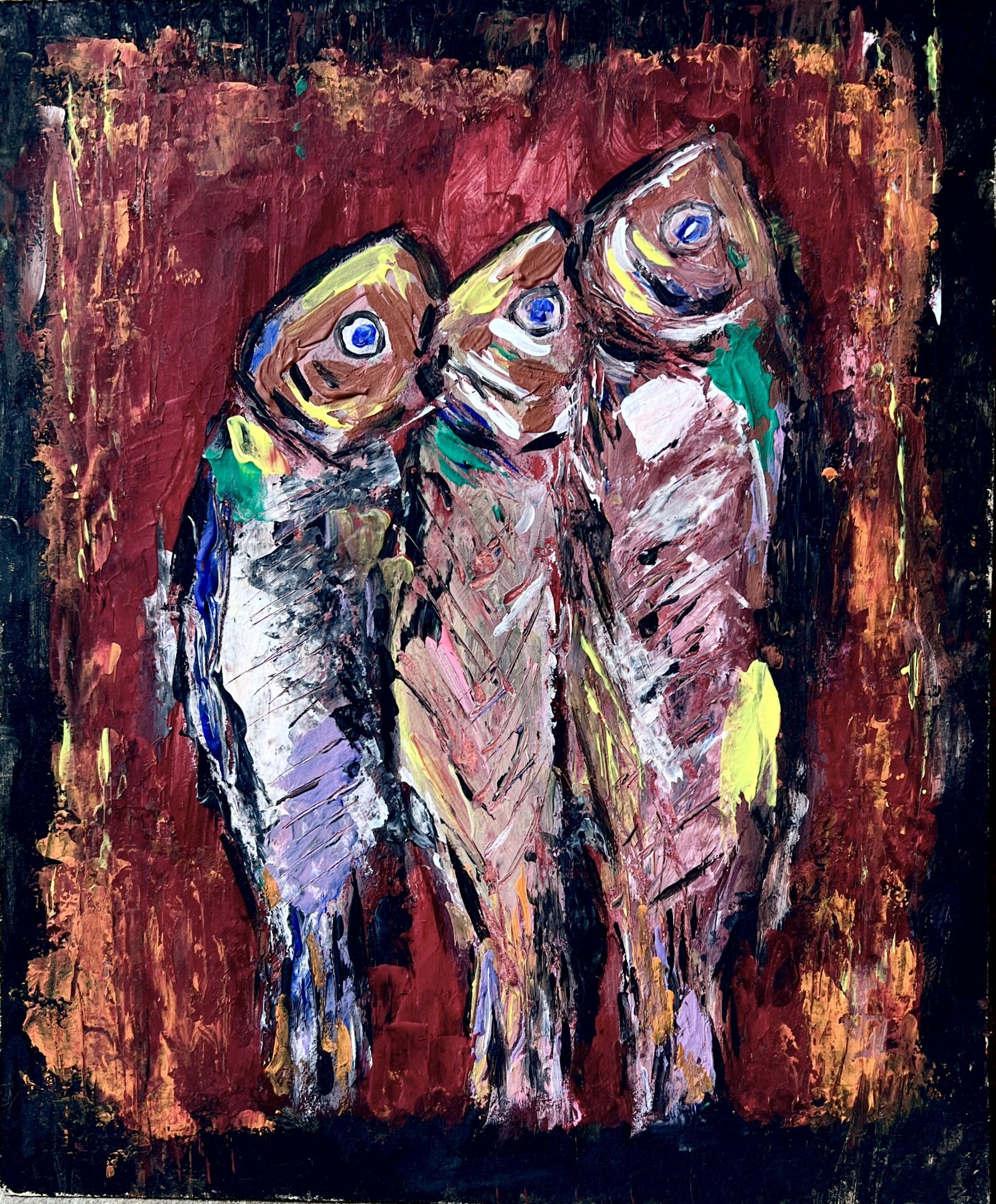 Fish Painting Abstract Painting by Julija Bondarets