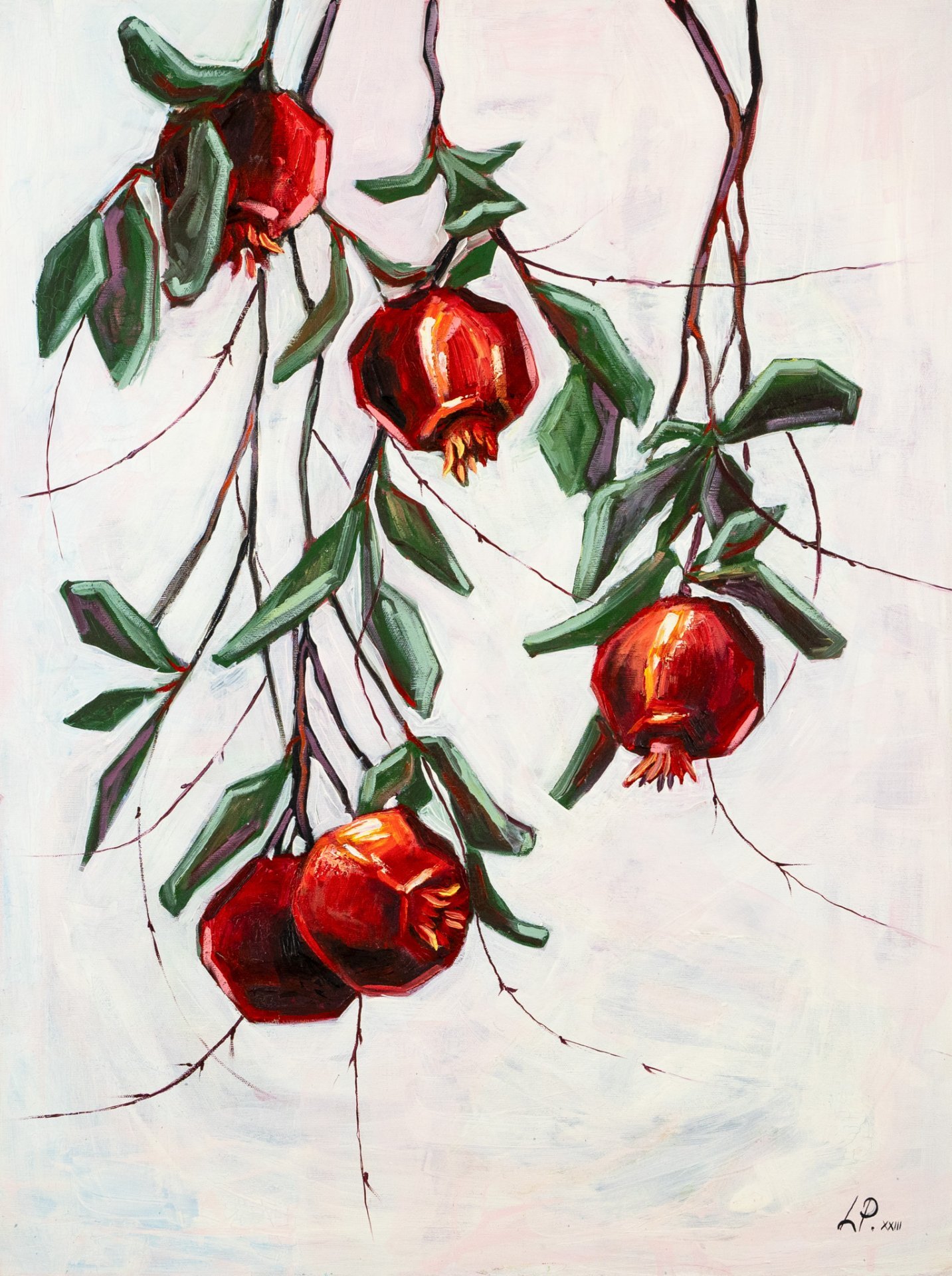 Pomegranates Painting by Yelyzaveta Petukhova