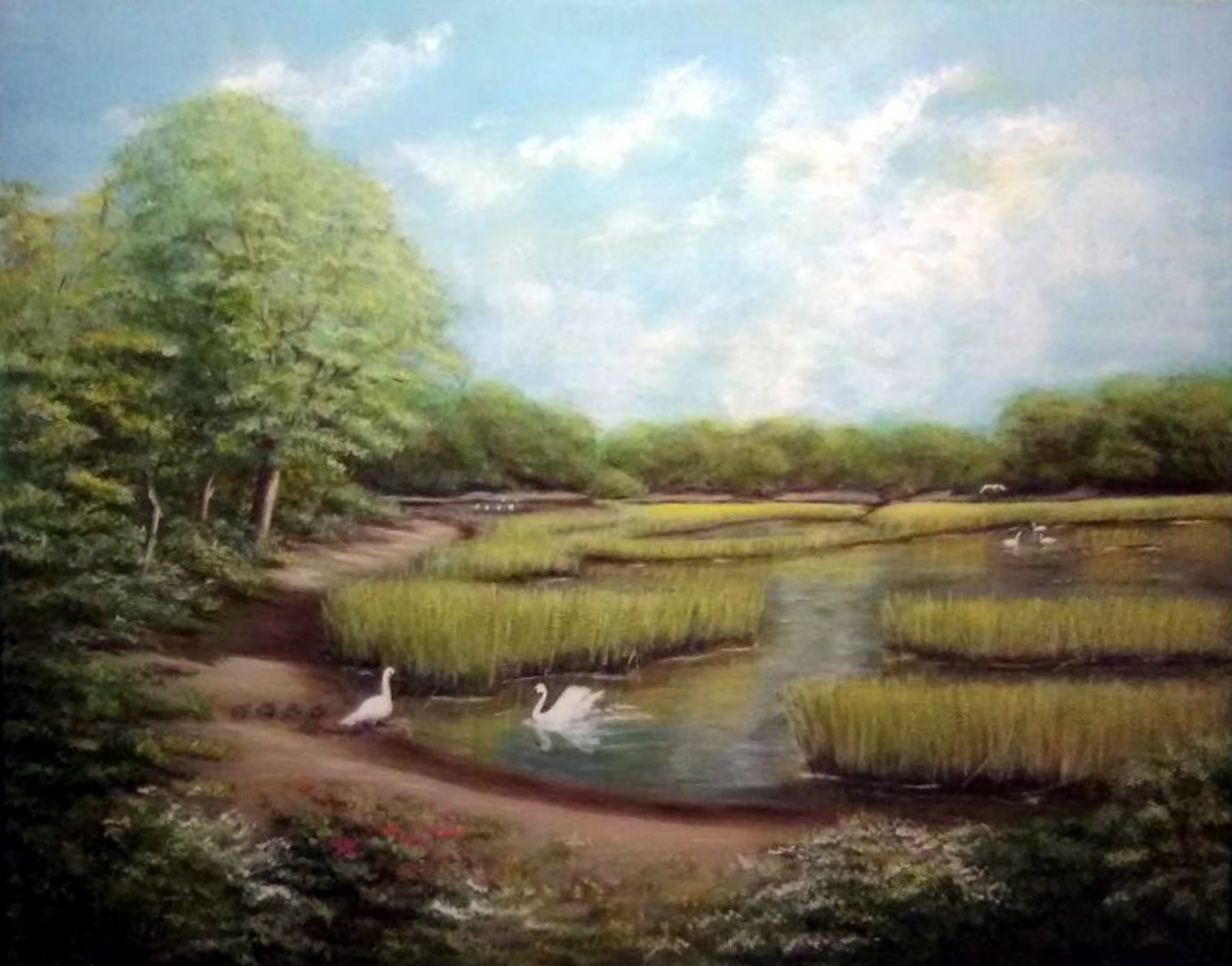 Forever Together: Swan Unity Painting by Lucia Alberti