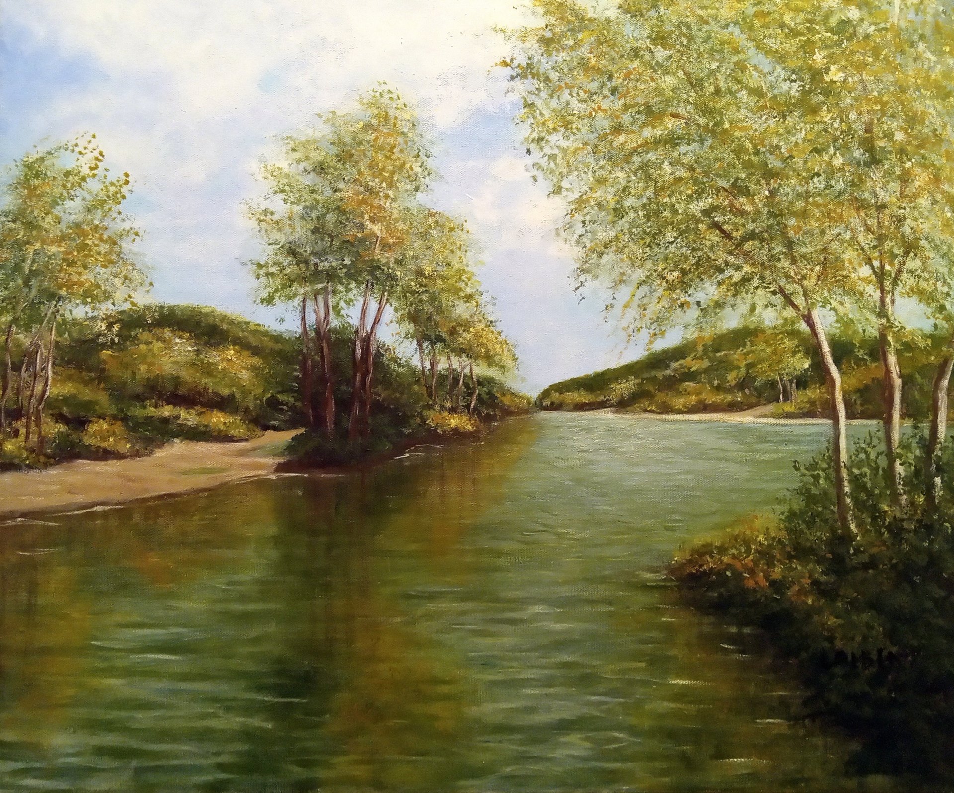 Bienaventuranza: serenidad junto al agua Painting by Lucia Alberti
