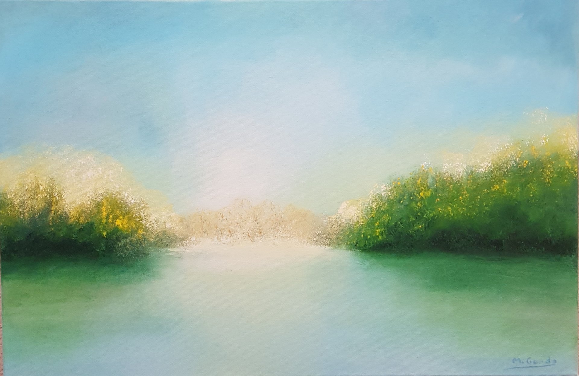 Blue Spring on the Lake Painting by Mercedes Gordo