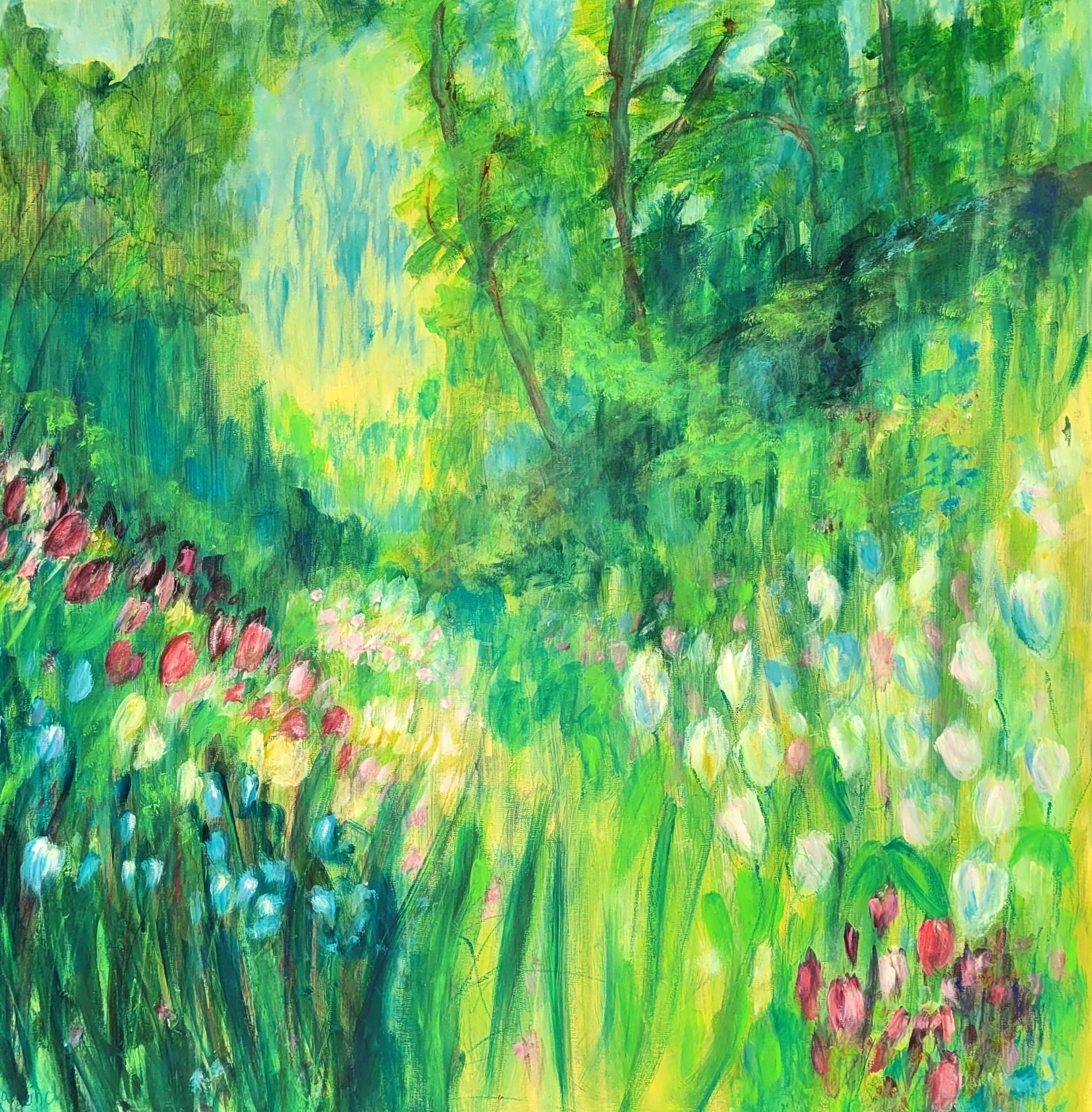 'Springtime & Tulips' Painting by Aase Lind