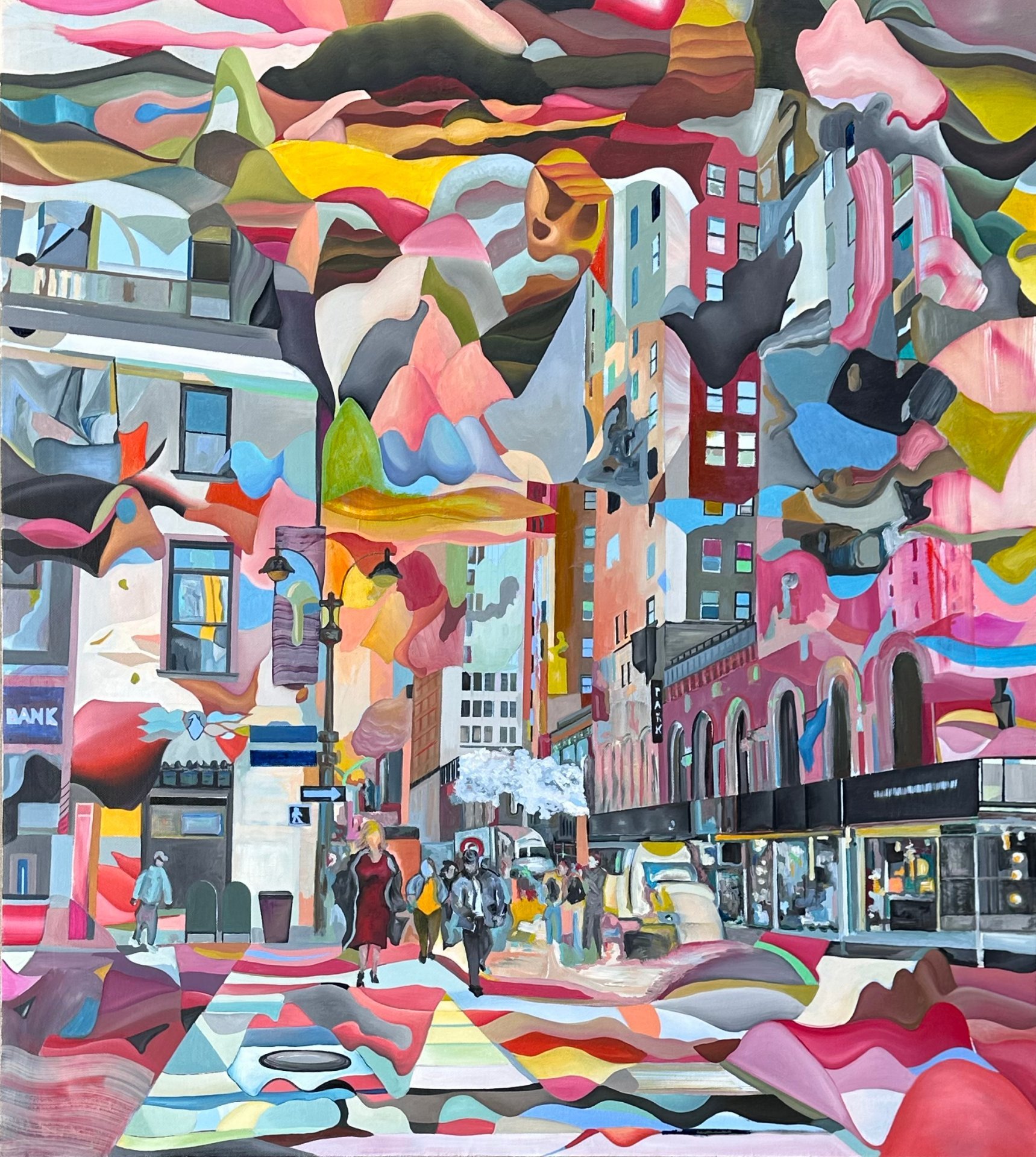 Busy New York Painting by Constantin Roucault