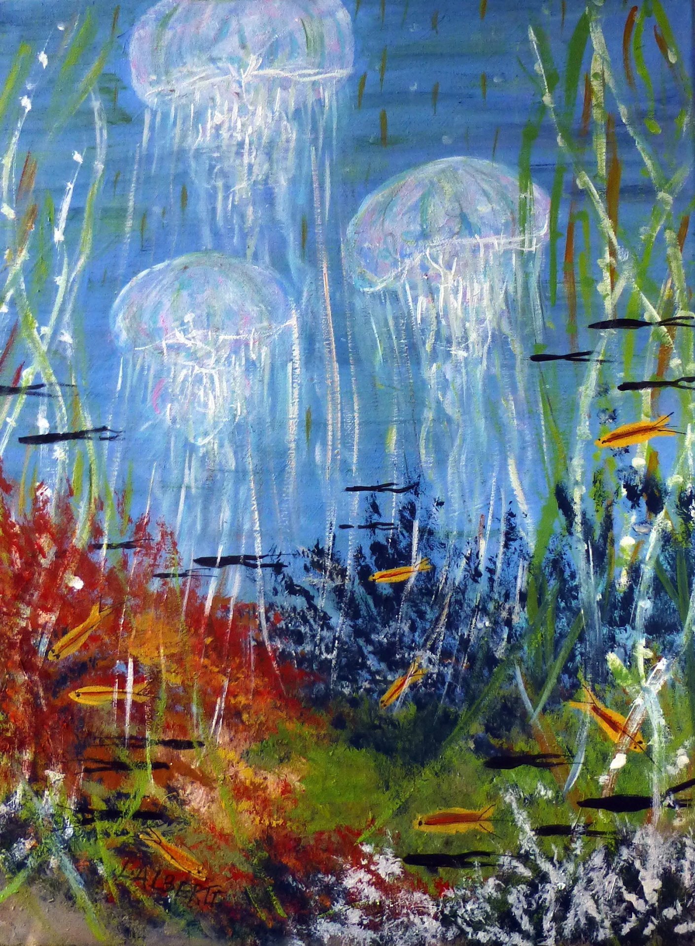 Jellies In The Deep Painting by Lucia Alberti