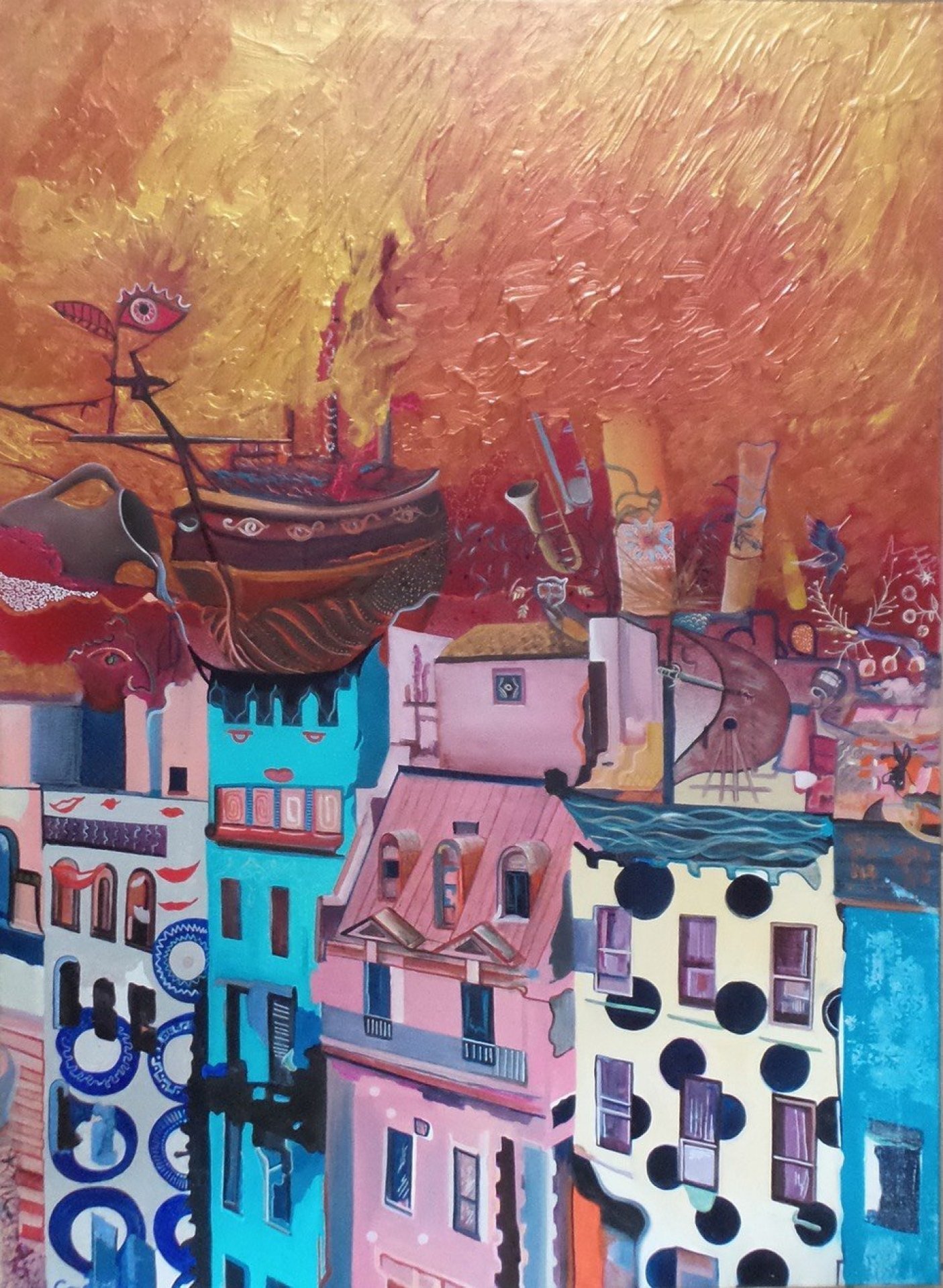 Città in Fiamme Painting by Constantin Roucault