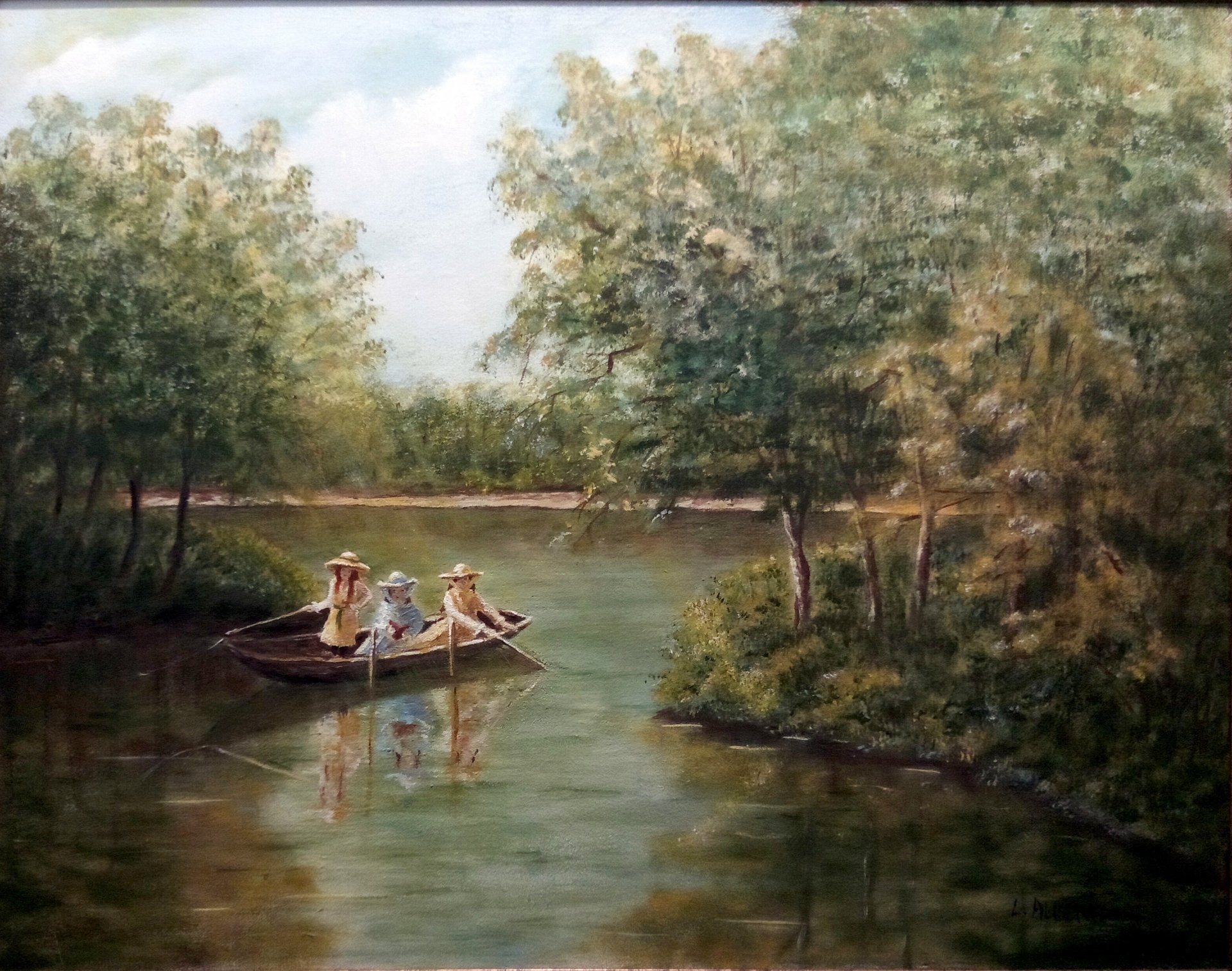 Ladies at Lakeside: Nature's Harmony Painting by Lucia Alberti