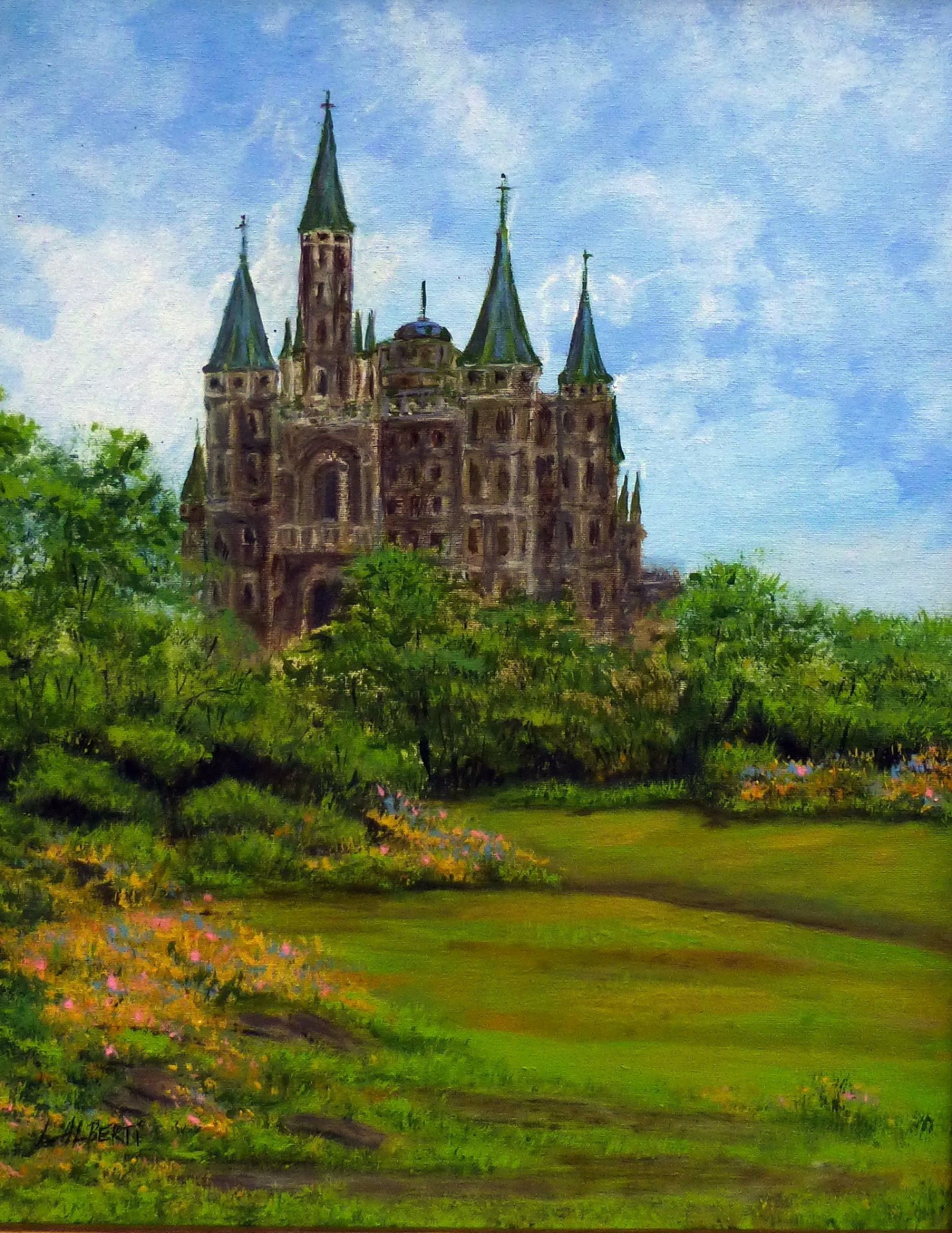 Grand Castle: Lush Landscape View Painting by Lucia Alberti
