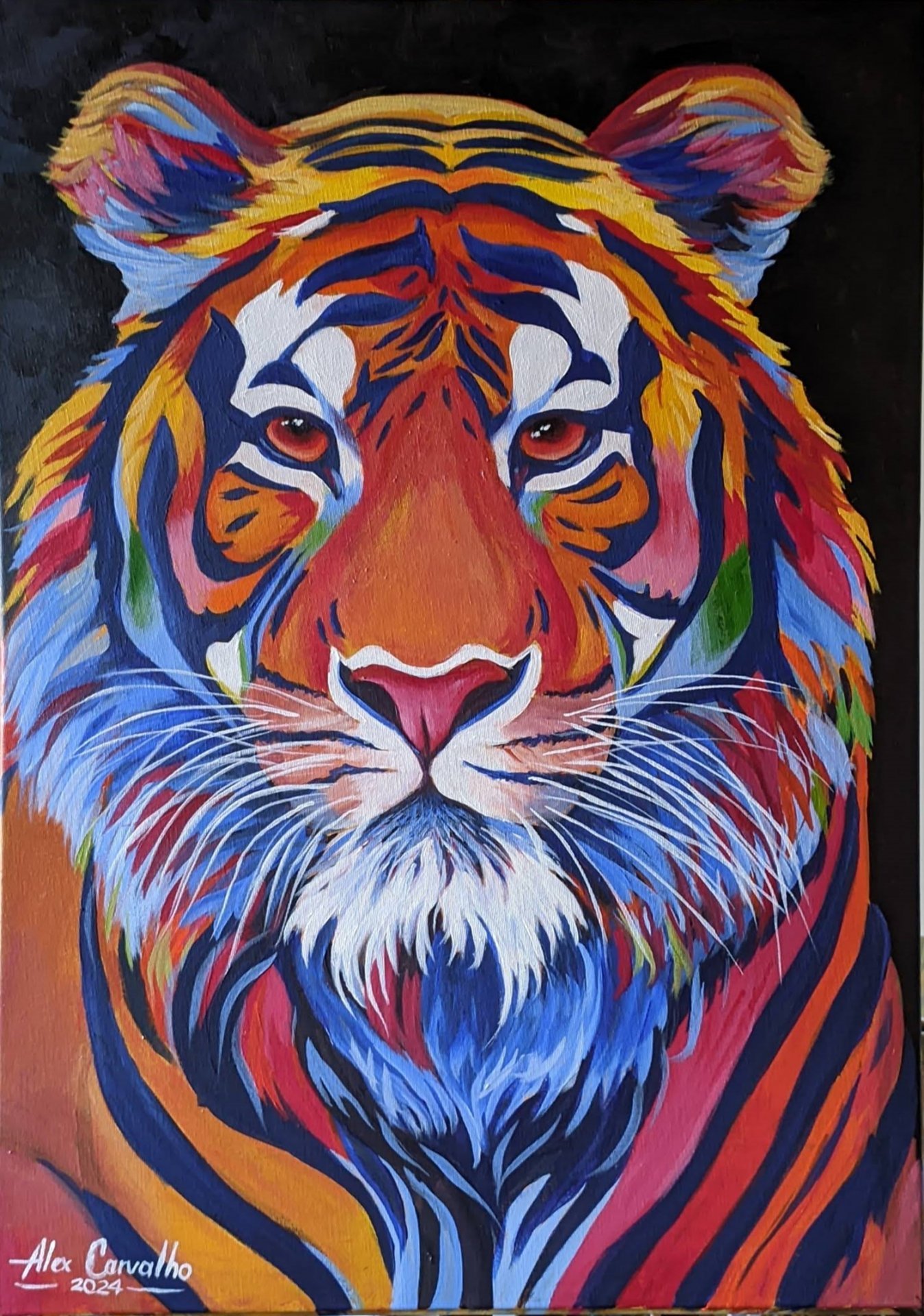 Pintura «Tigre Colorido: Arte e Cultura», Alex Carvalho