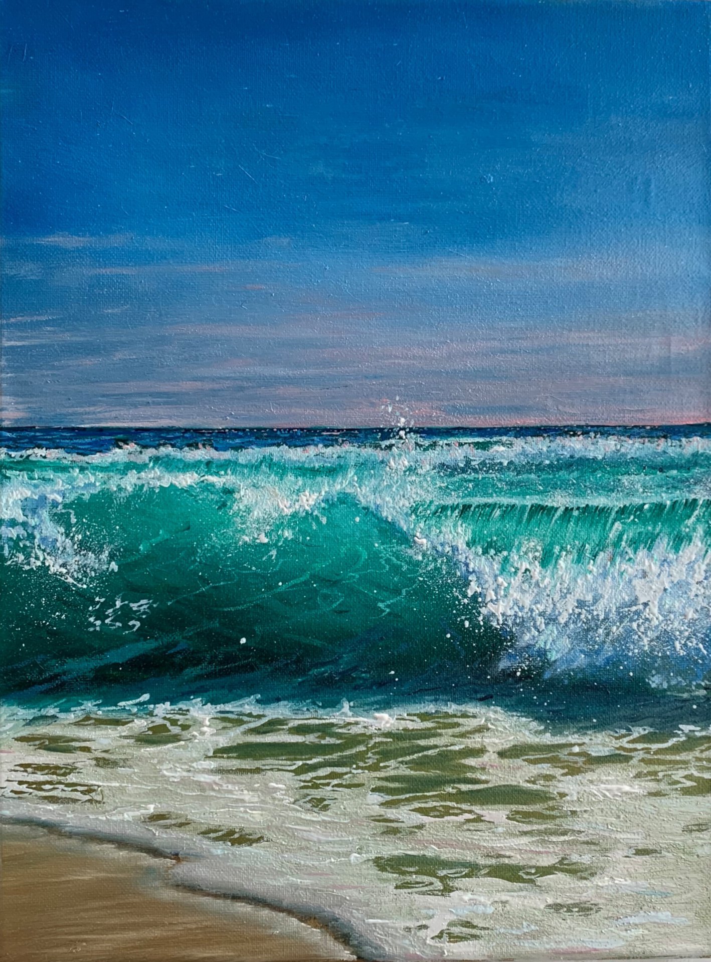 Sunny Beach: Painting the Atlantic Painting by ArKo