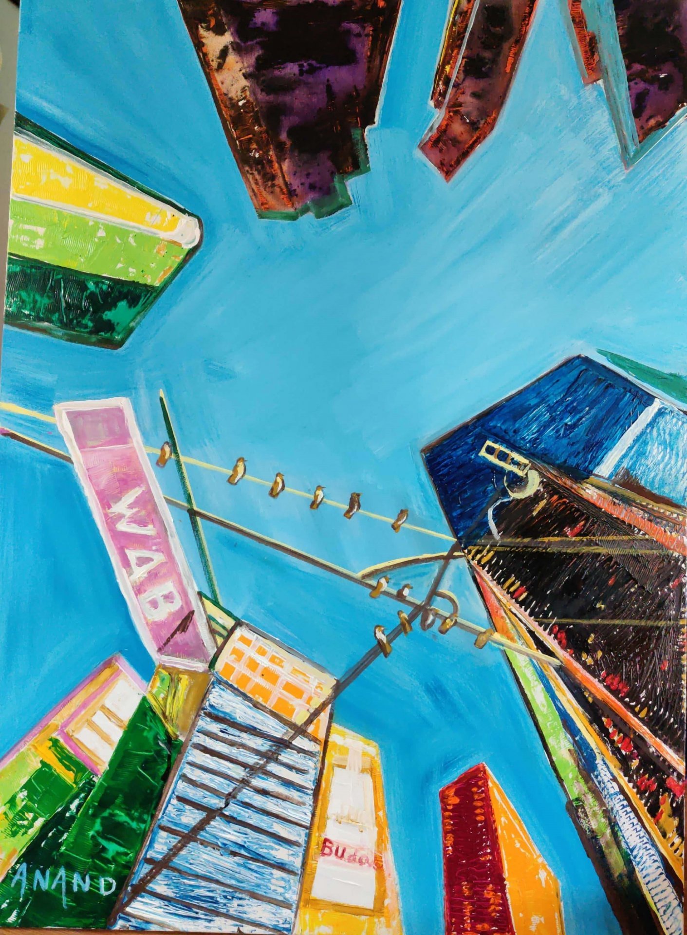 SKYSCRAPERS Painting by ANAND MANCHIRAJU - Jose Art Gallery