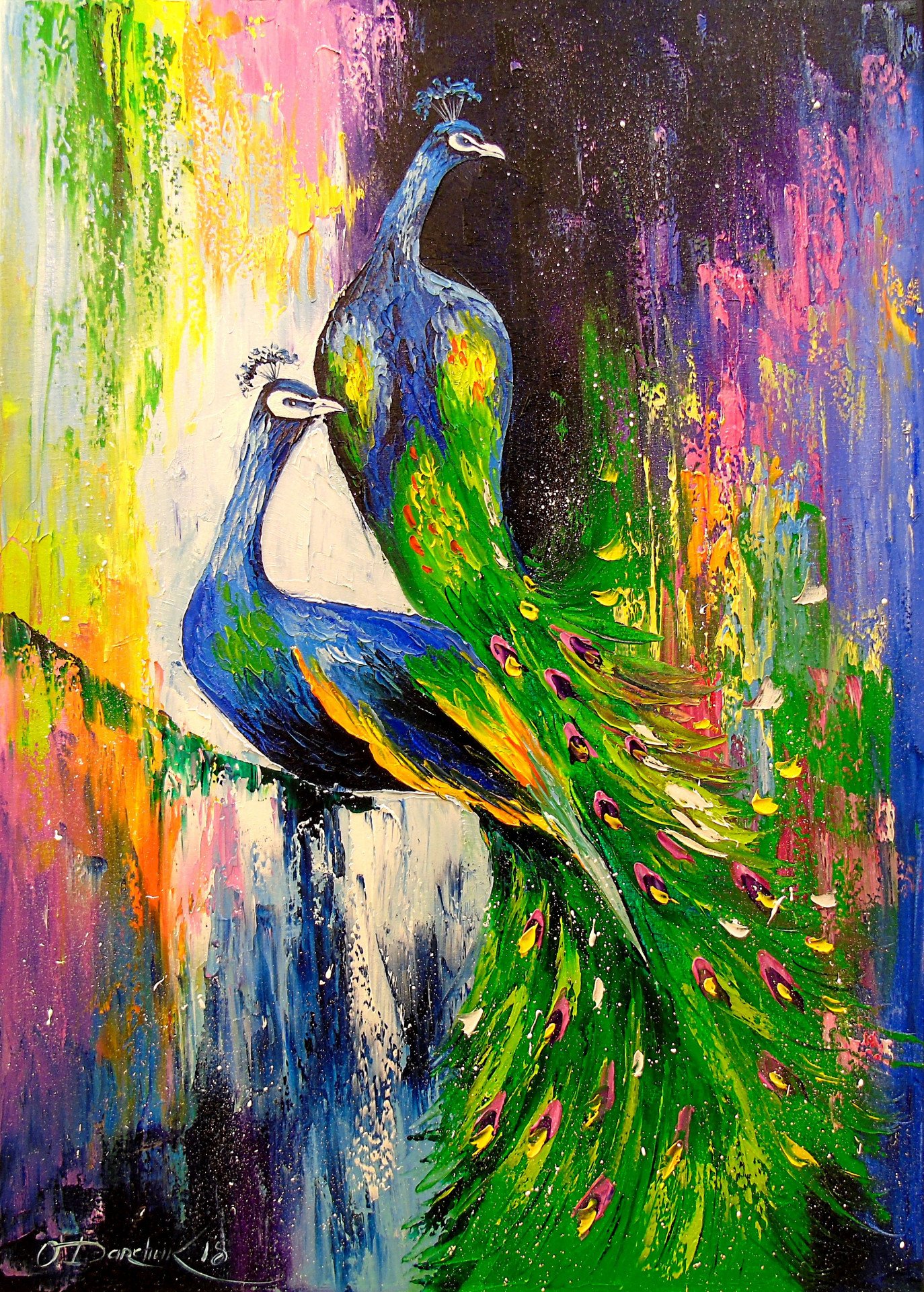 Peacocks Painting by Olha Darchuk - Jose Art Gallery
