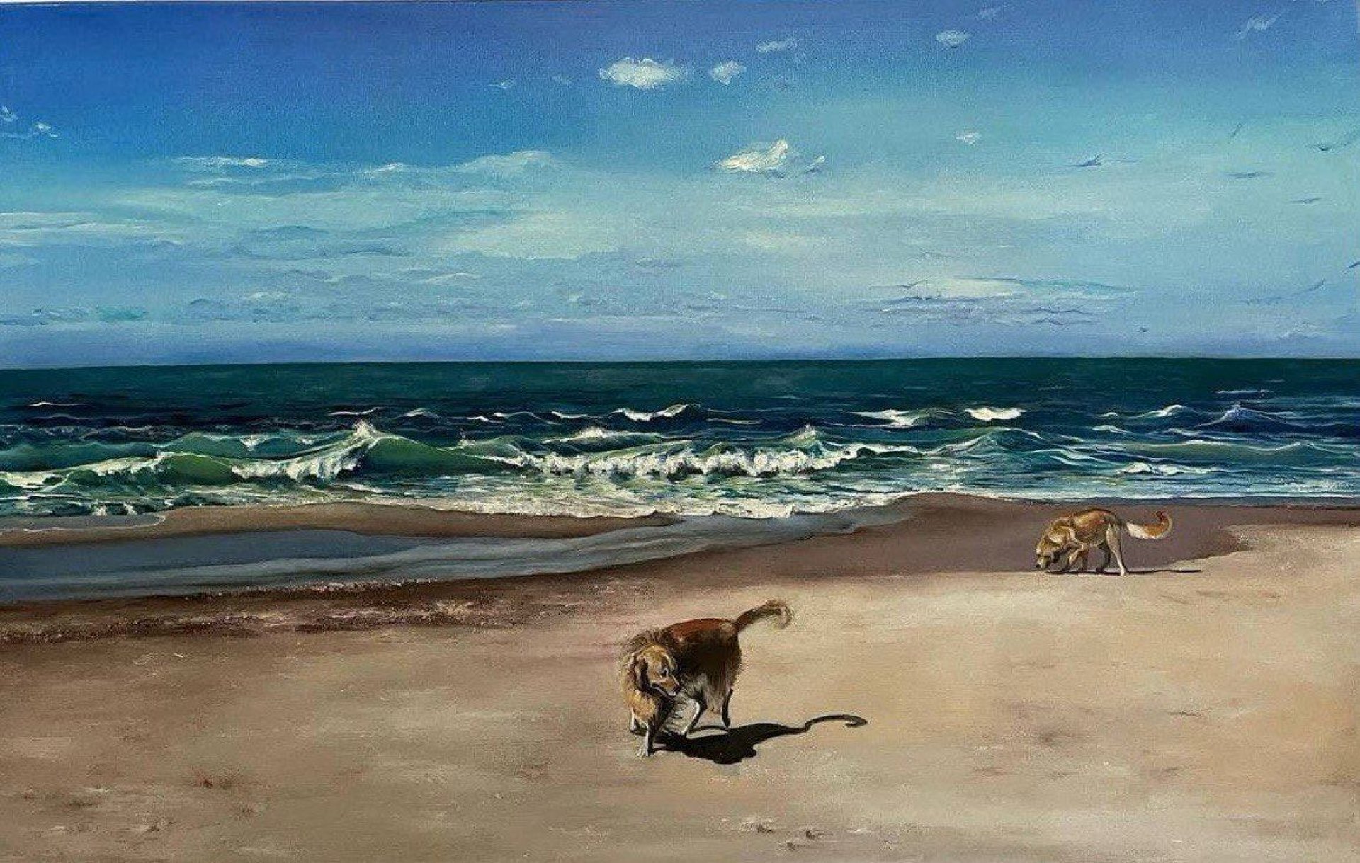 Картина «Прогулянка Біля Моря: Пейзаж з Собаками», Наталія Пашковська