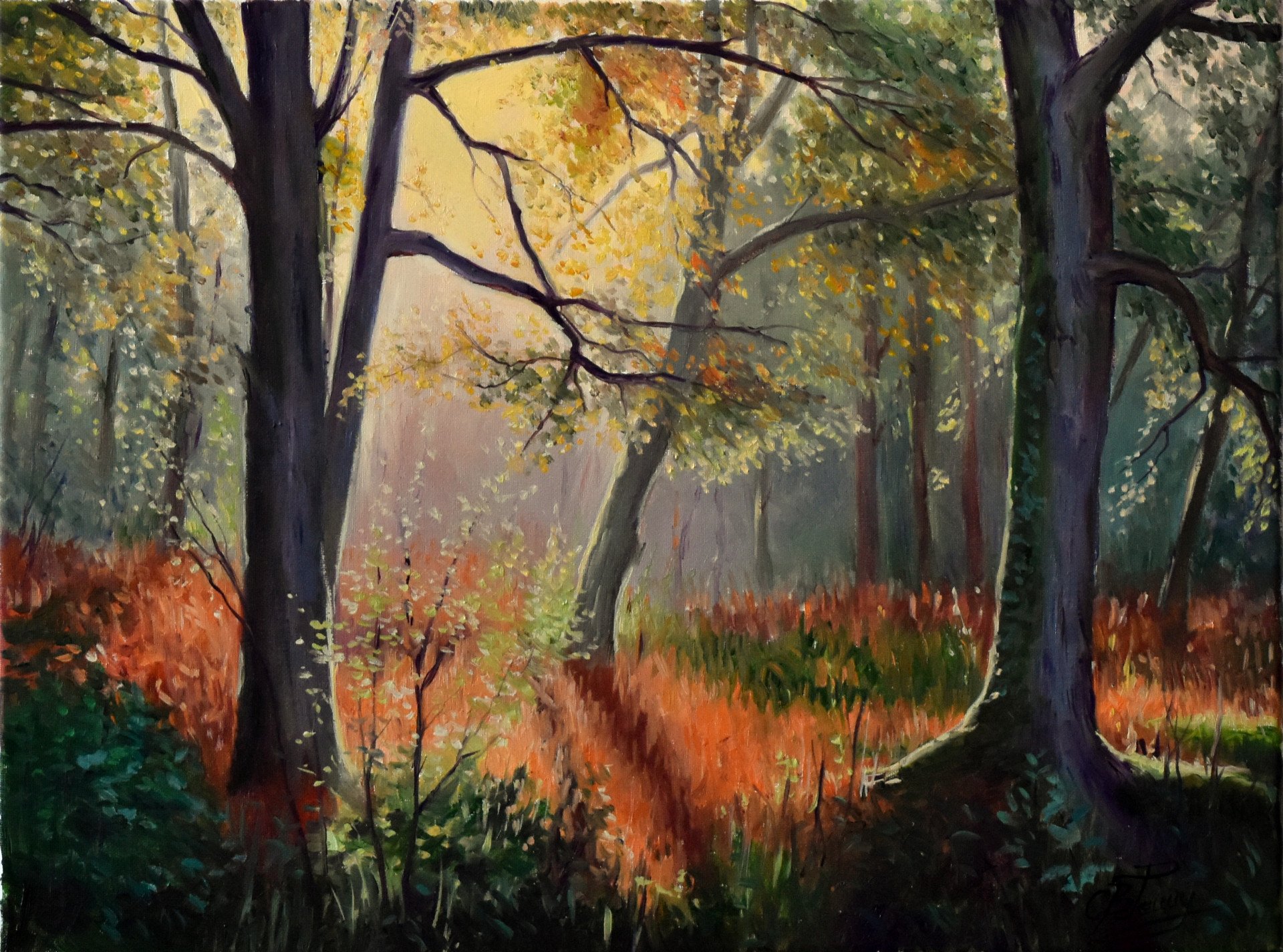 The golden autumn Painting by Serghei Ghetiu