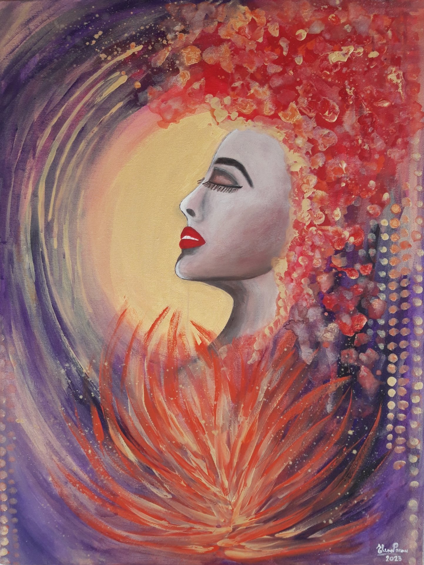The fire that purifies me Painting by Elena Parau