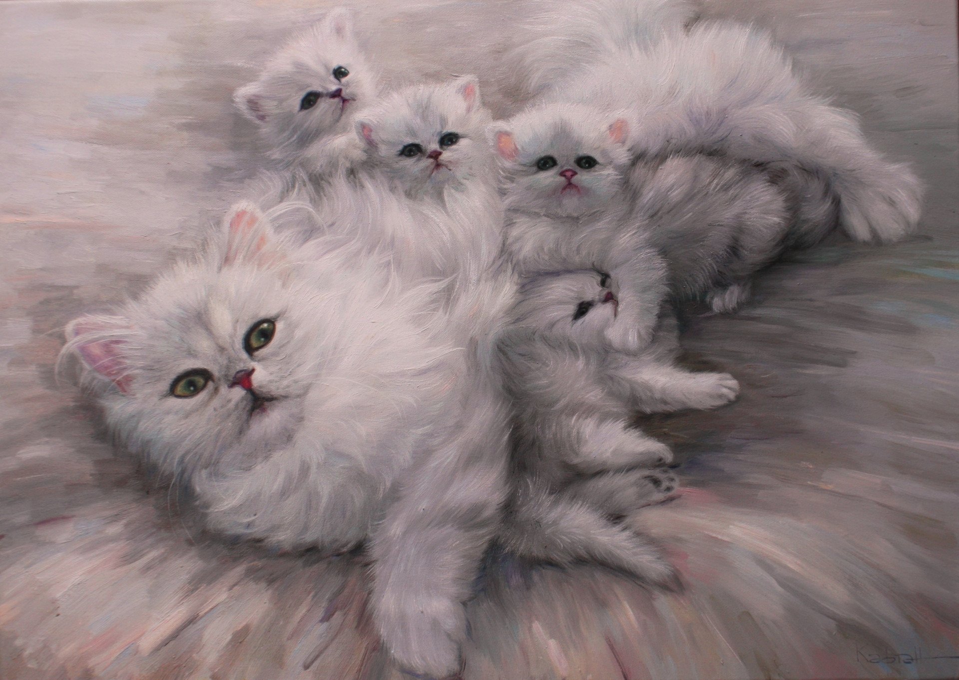 Painting "White cats" | Artist Nikolay Kaftan | Jose Art Gallery
