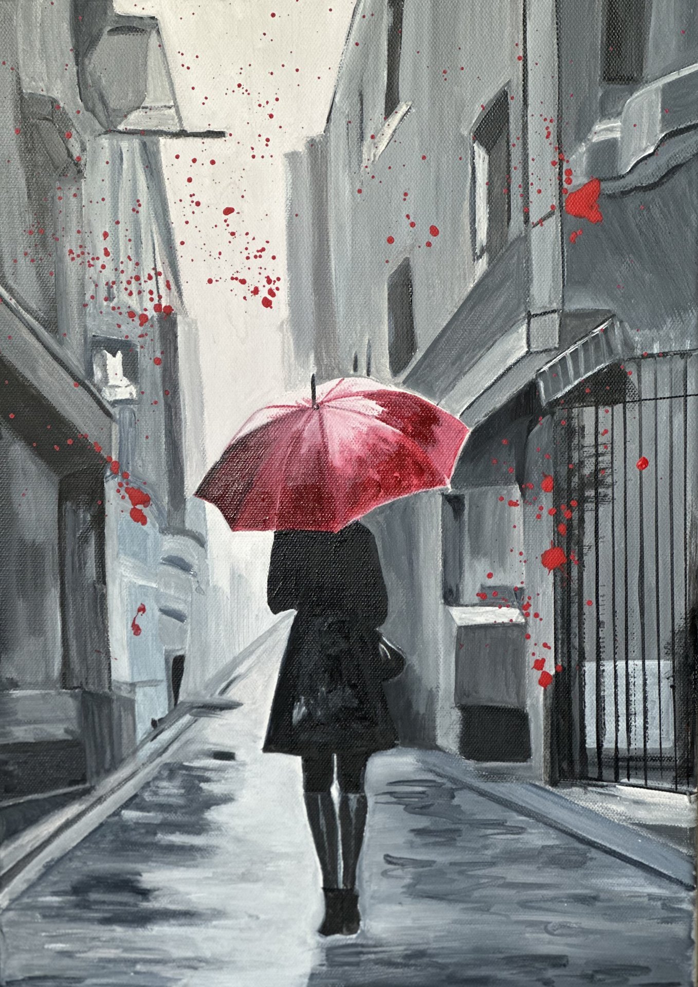 Red umbrella Painting by Larisa Robins - Jose Art Gallery