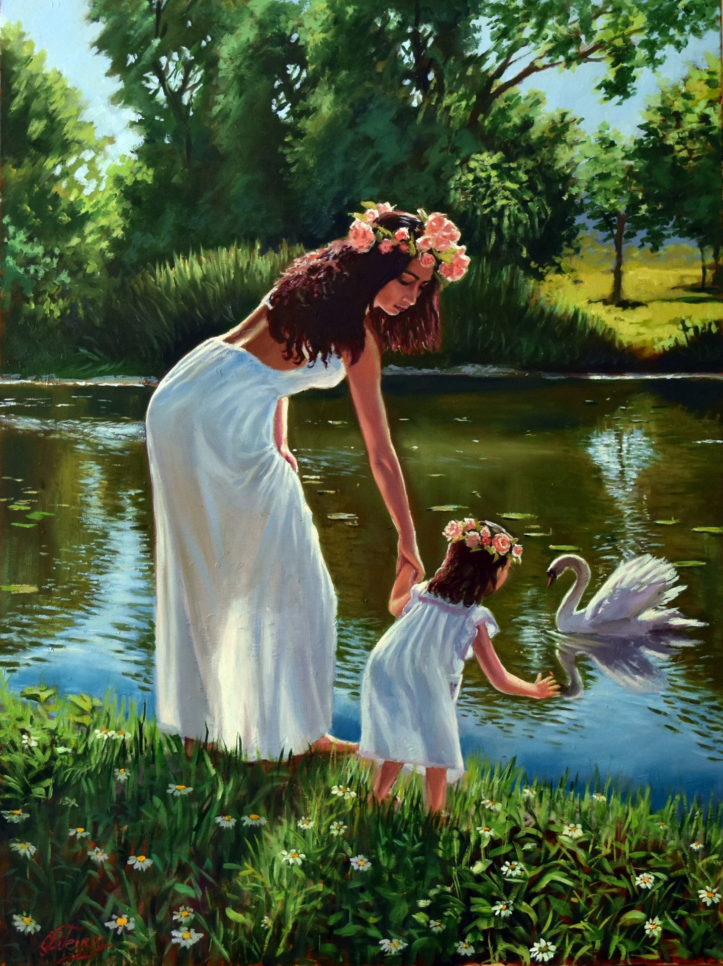 On the summer walk Painting by Serghei Ghetiu