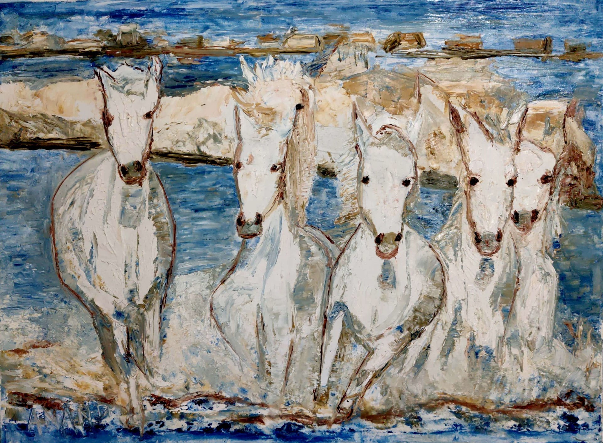 RUNNING IN WATER Painting by ANAND MANCHIRAJU