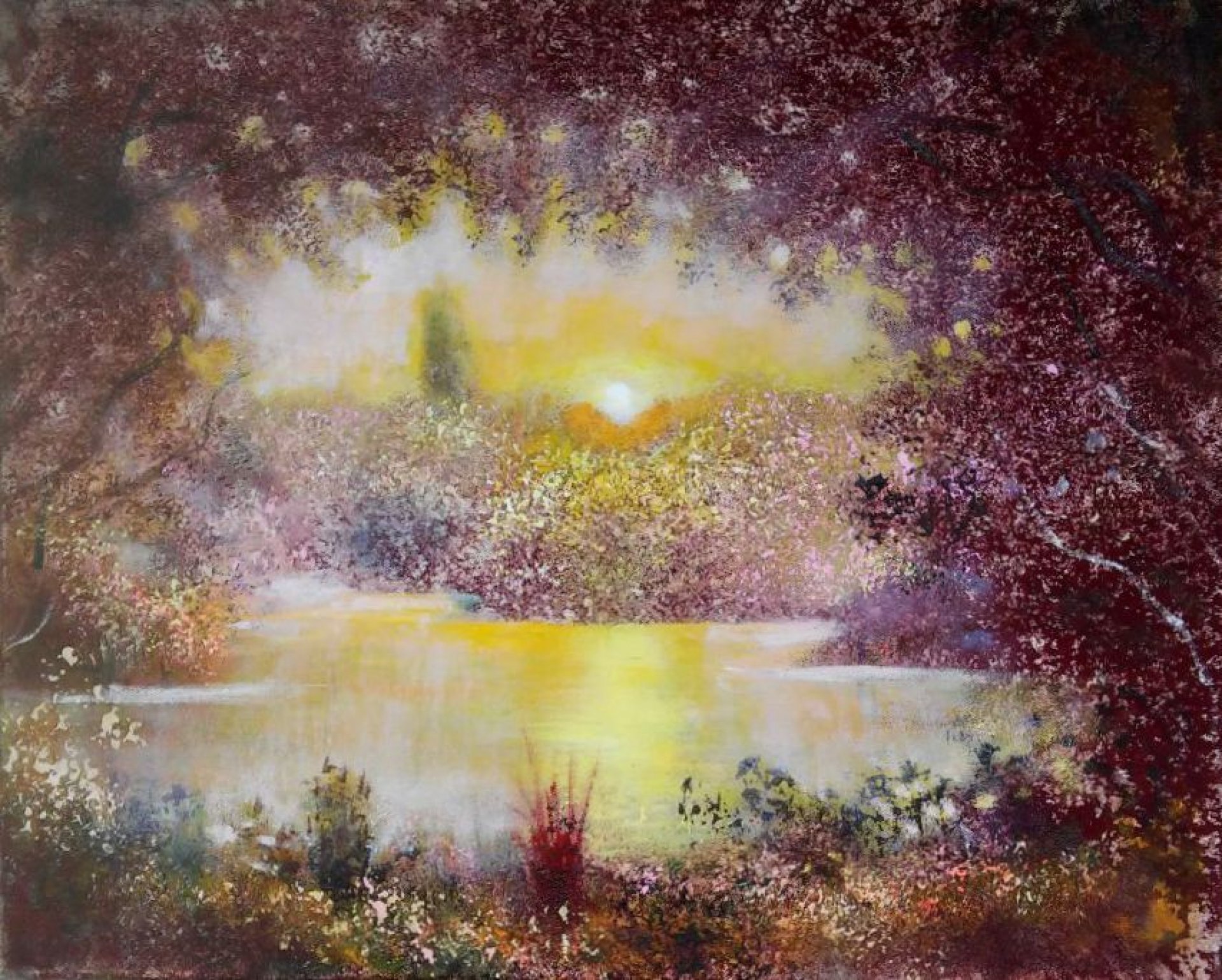 Autumn lake Painting by Volodymyr Drachynski