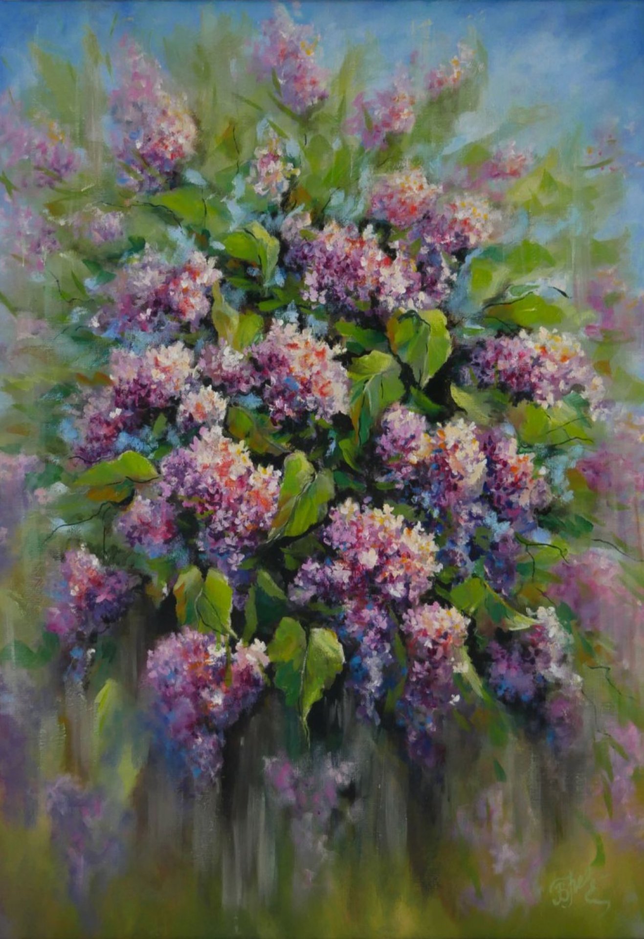 Floral Burst. Vibrant Spring Blossoms Painting by Viktoriya Grechko