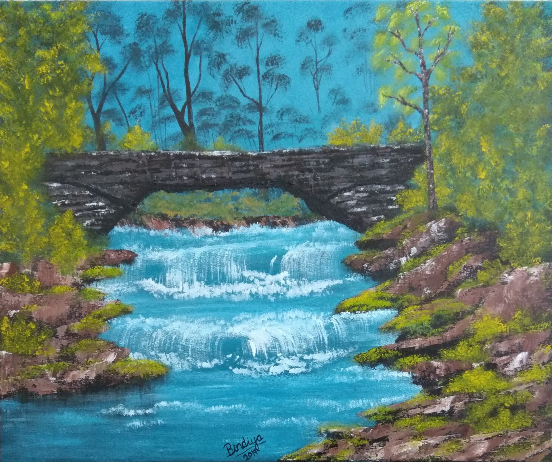 Bridge of Positive Vibes Painting by Bindiya Goyal