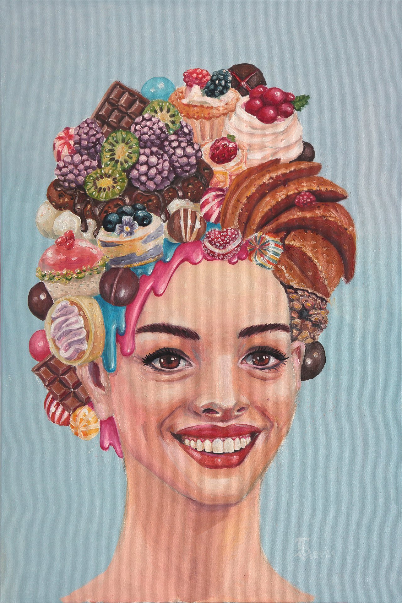 Dopamine Girl A Oil Painting Of Anne Hathaway Naked Arched Back Pose ...