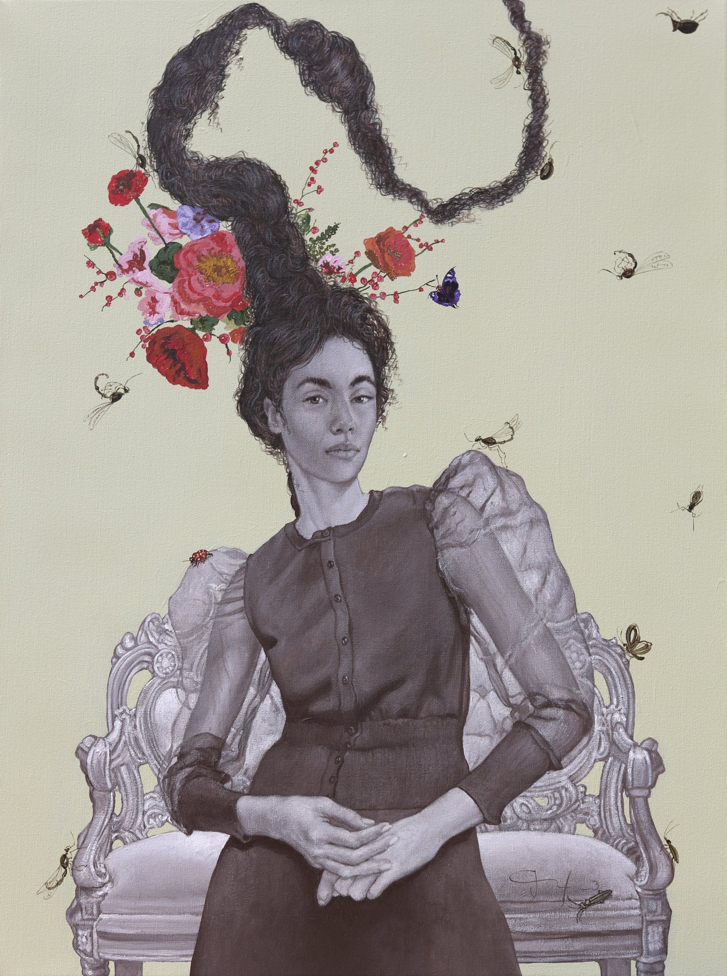 Magdalena en el cielo III Painting by CARLOS GAMEZ DE FRANCISCO