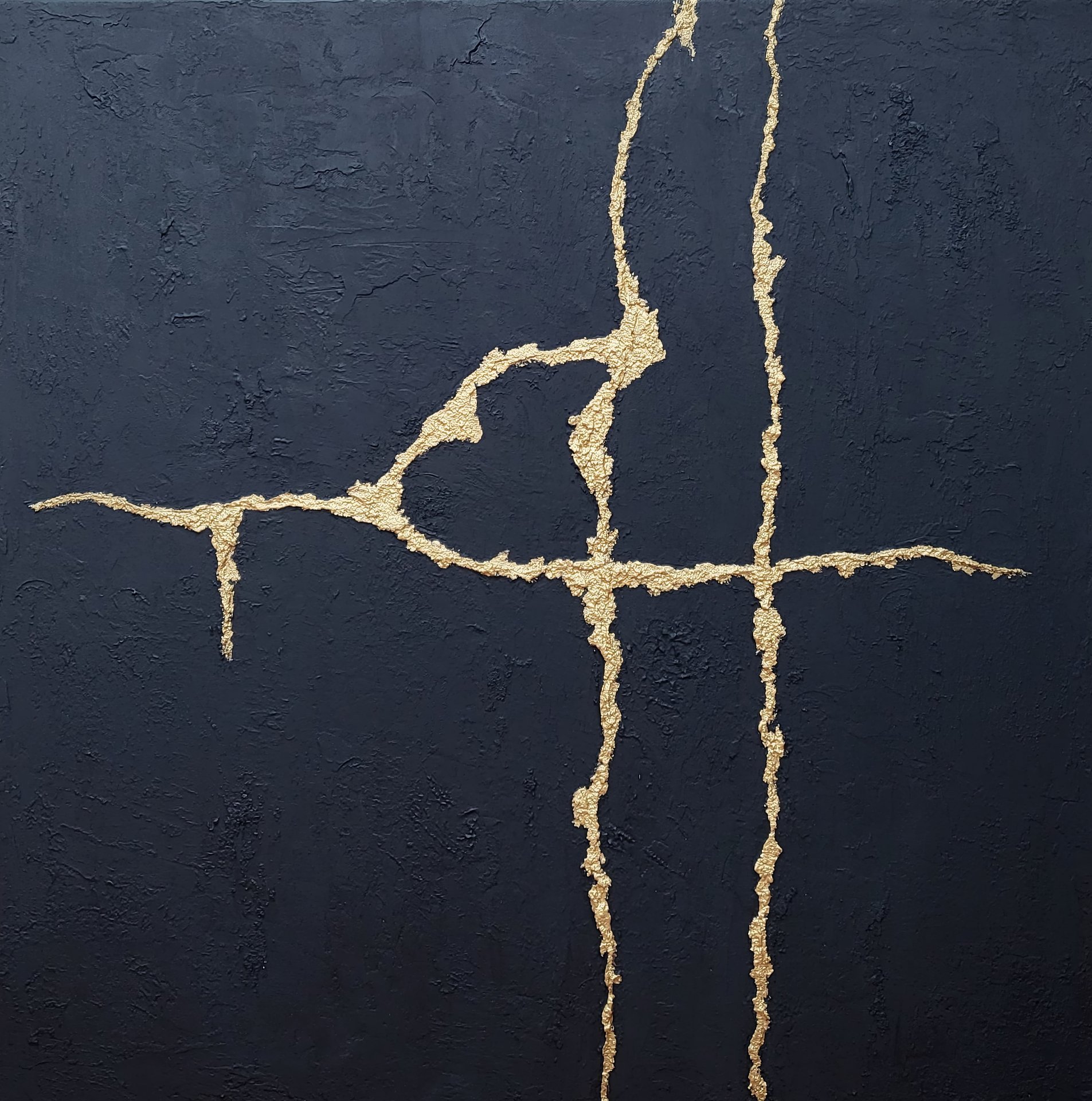 Black Gold: Healing Lines Painting by Veronika Obushikhina