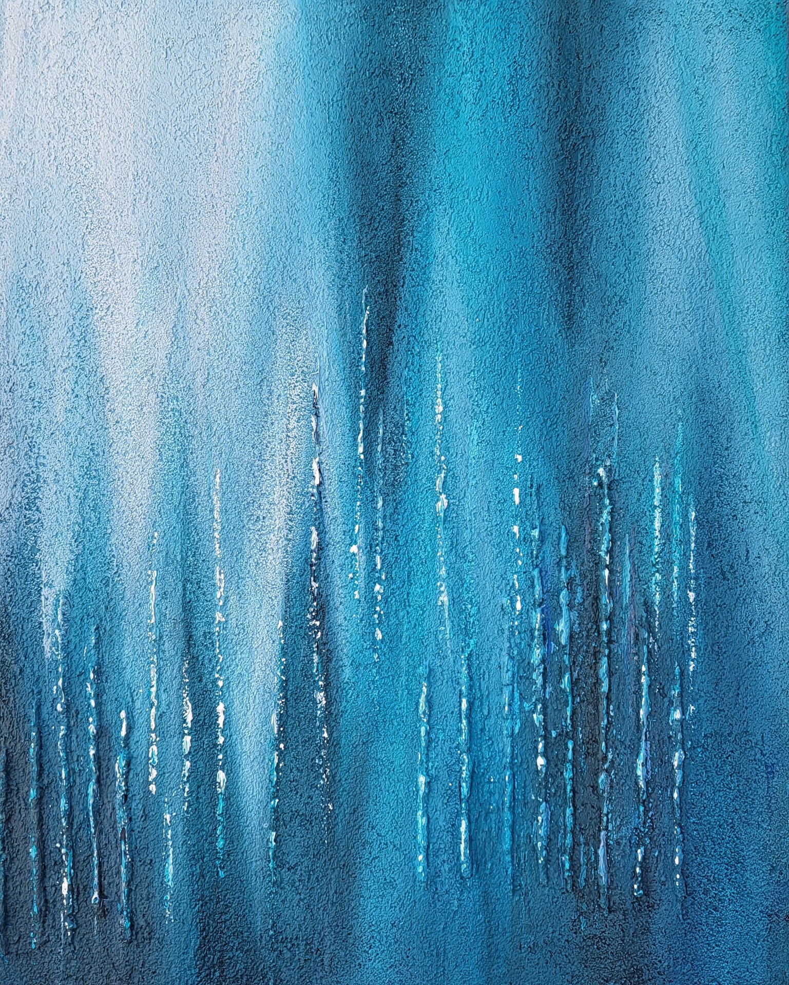 Blue Textured Gradient: Depths of Color Painting by Veronika Obushikhina