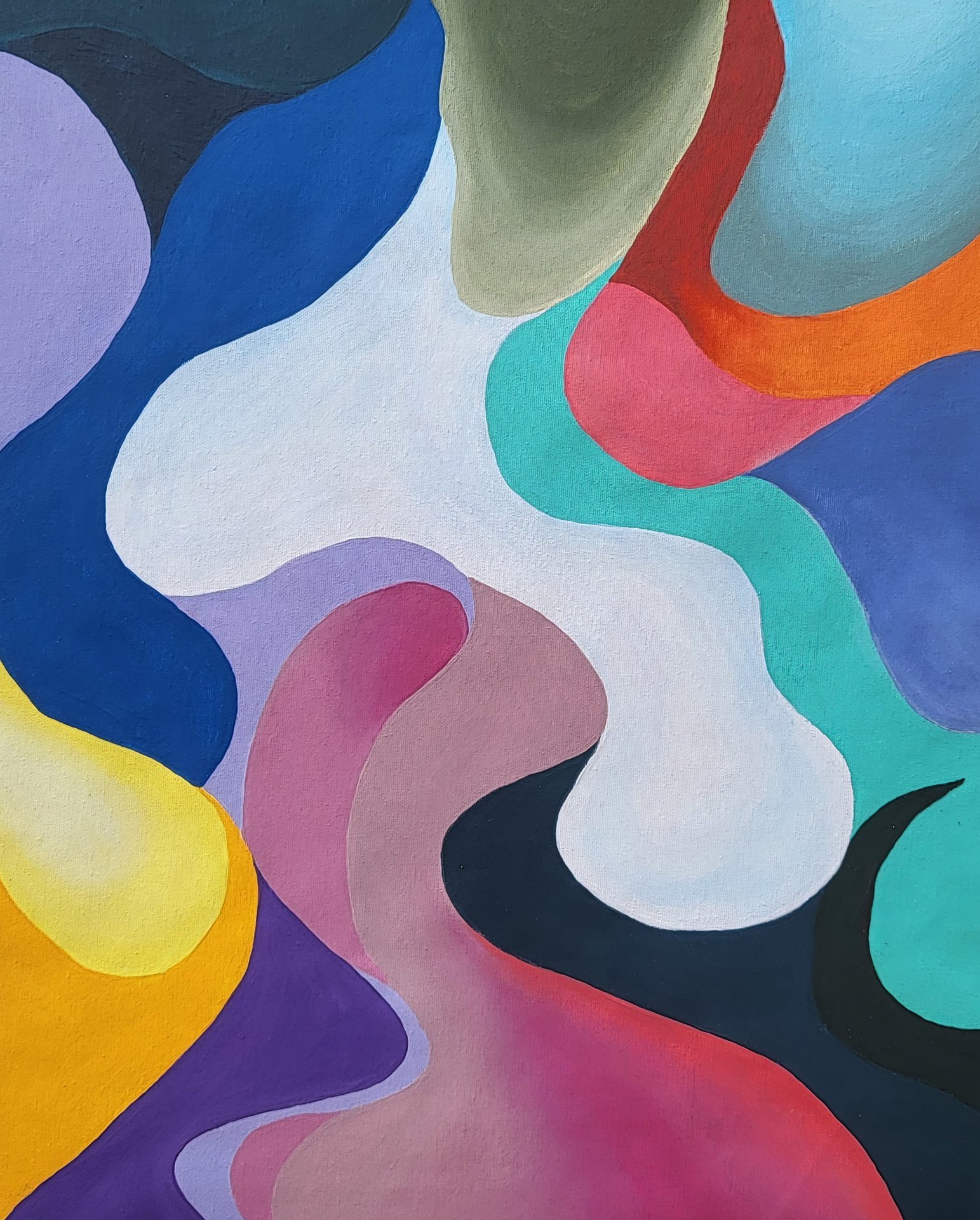 Vibrant Bold Abstract Shapes Art Painting by Veronika Obushikhina