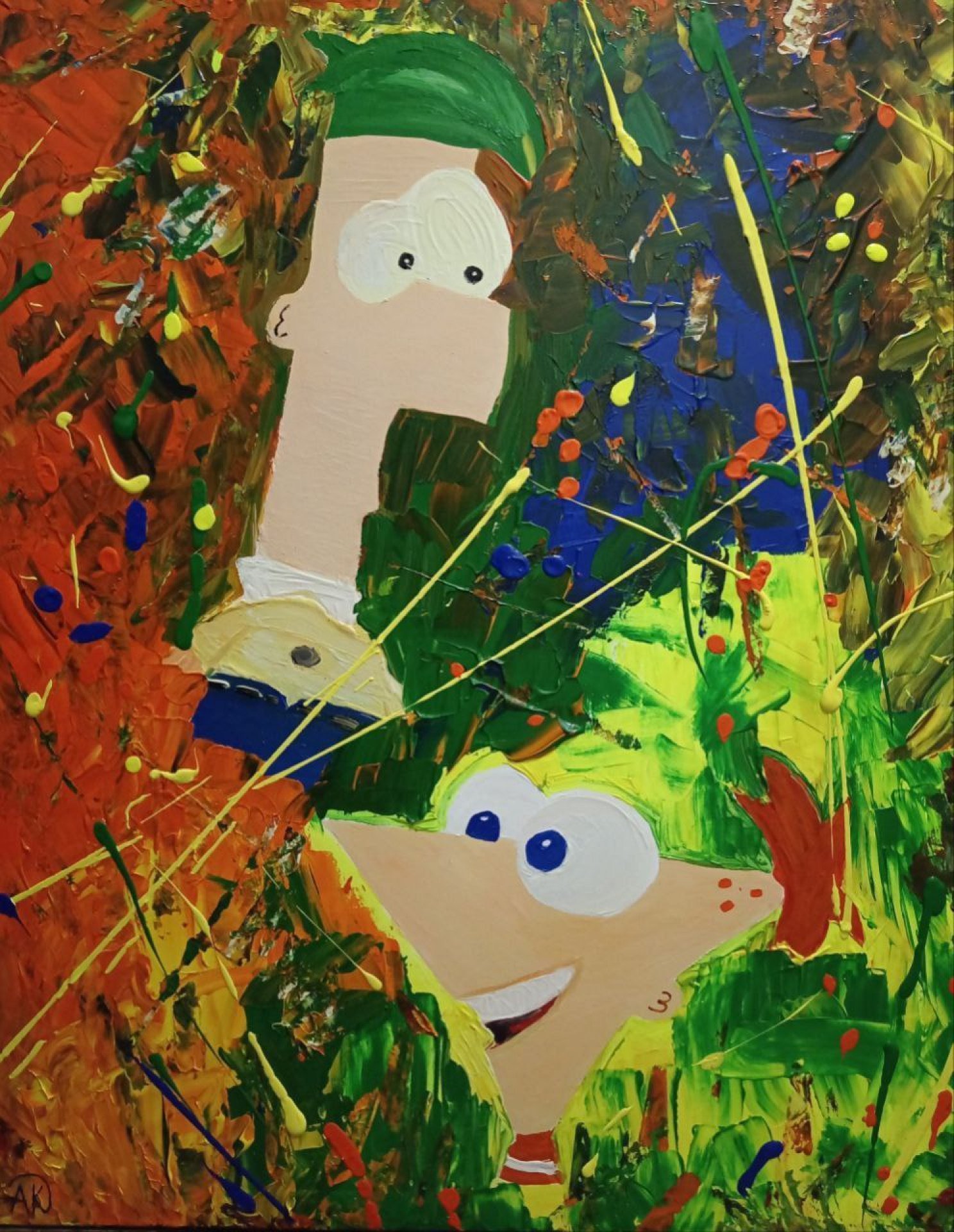 Abstraction Phineas and Ferb Painting by Anastasiya Koroleva