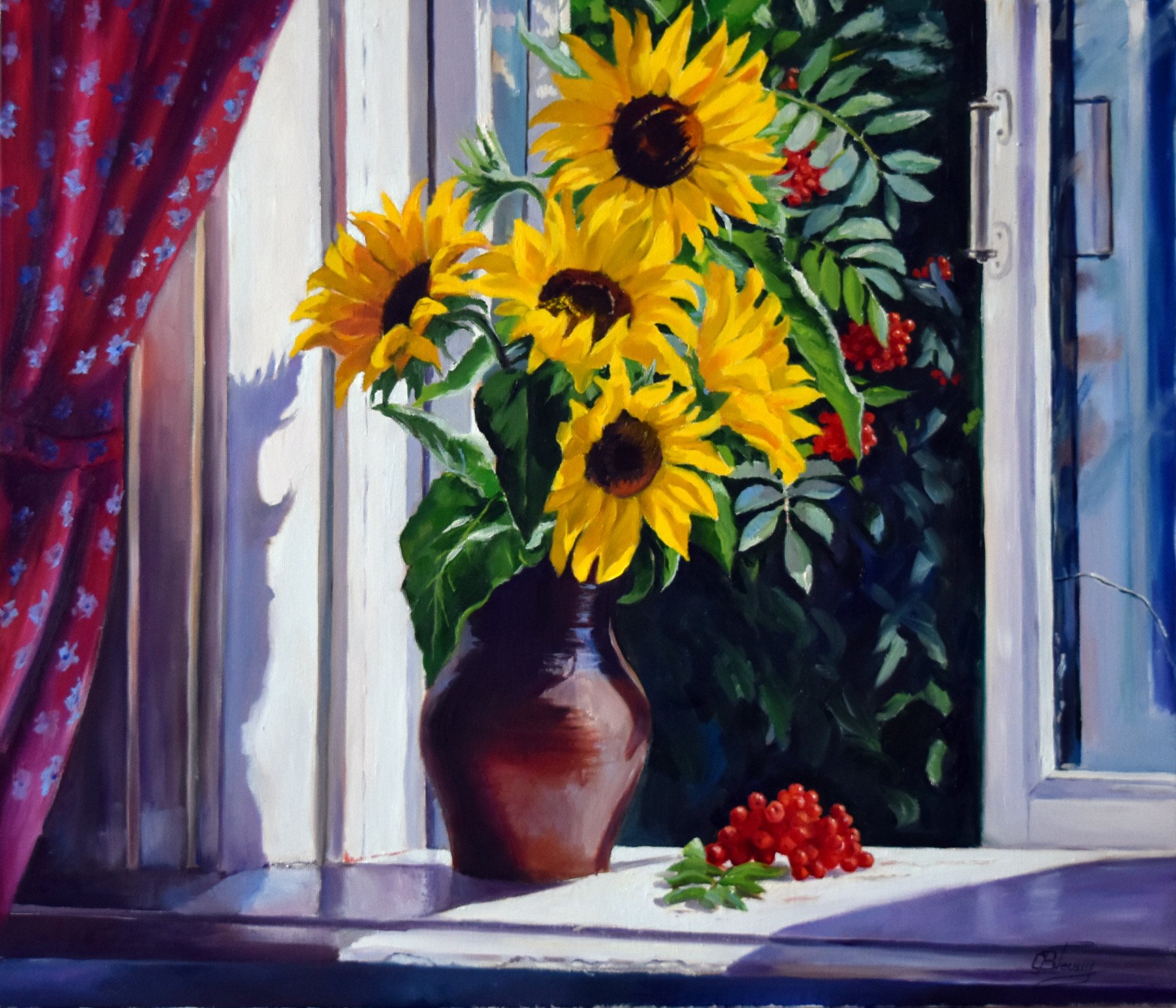 The window to the summer Painting by Serghei Ghetiu - Jose Art Gallery