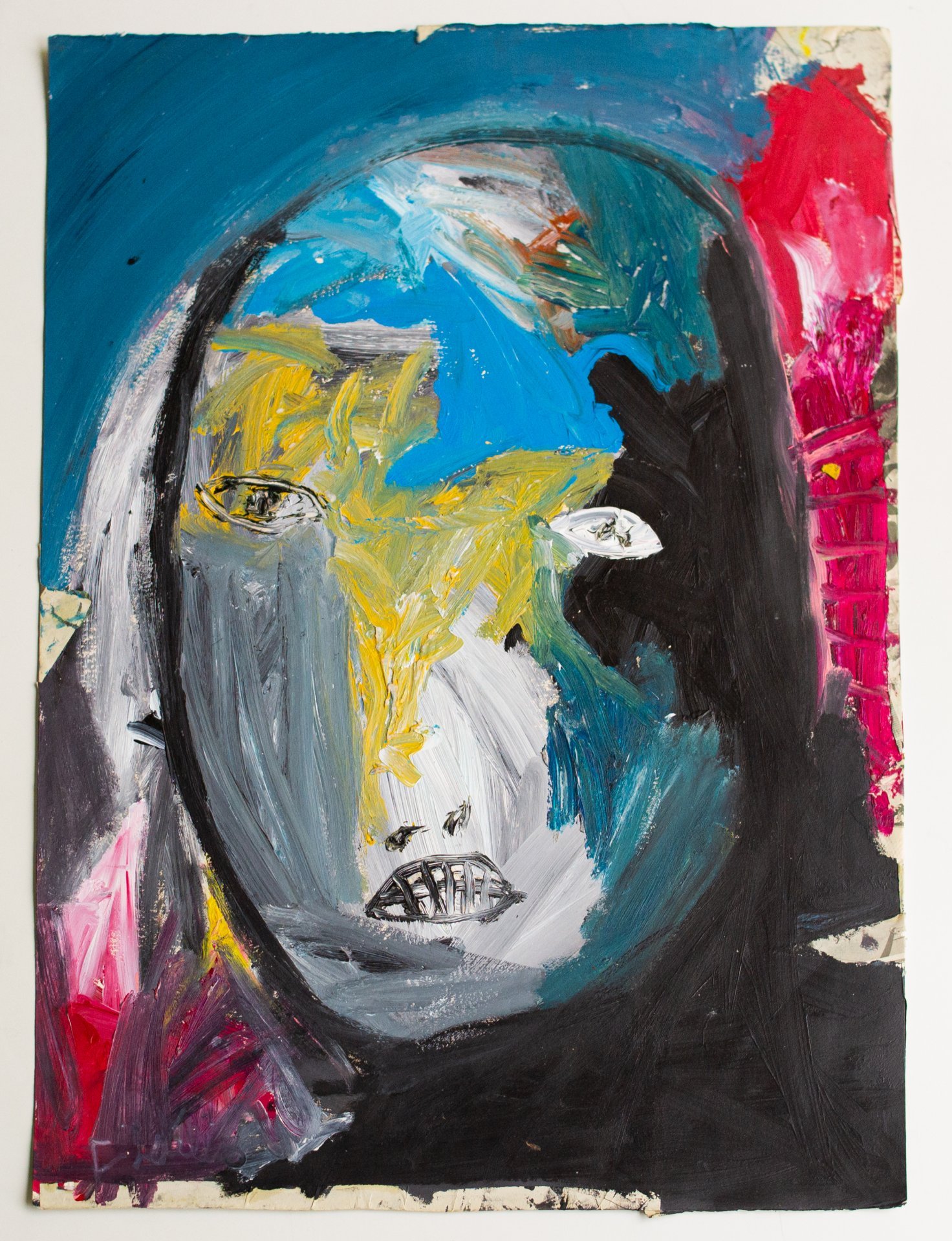 Primitive Mask in Abstract Art Painting by Marcelo Fidélis