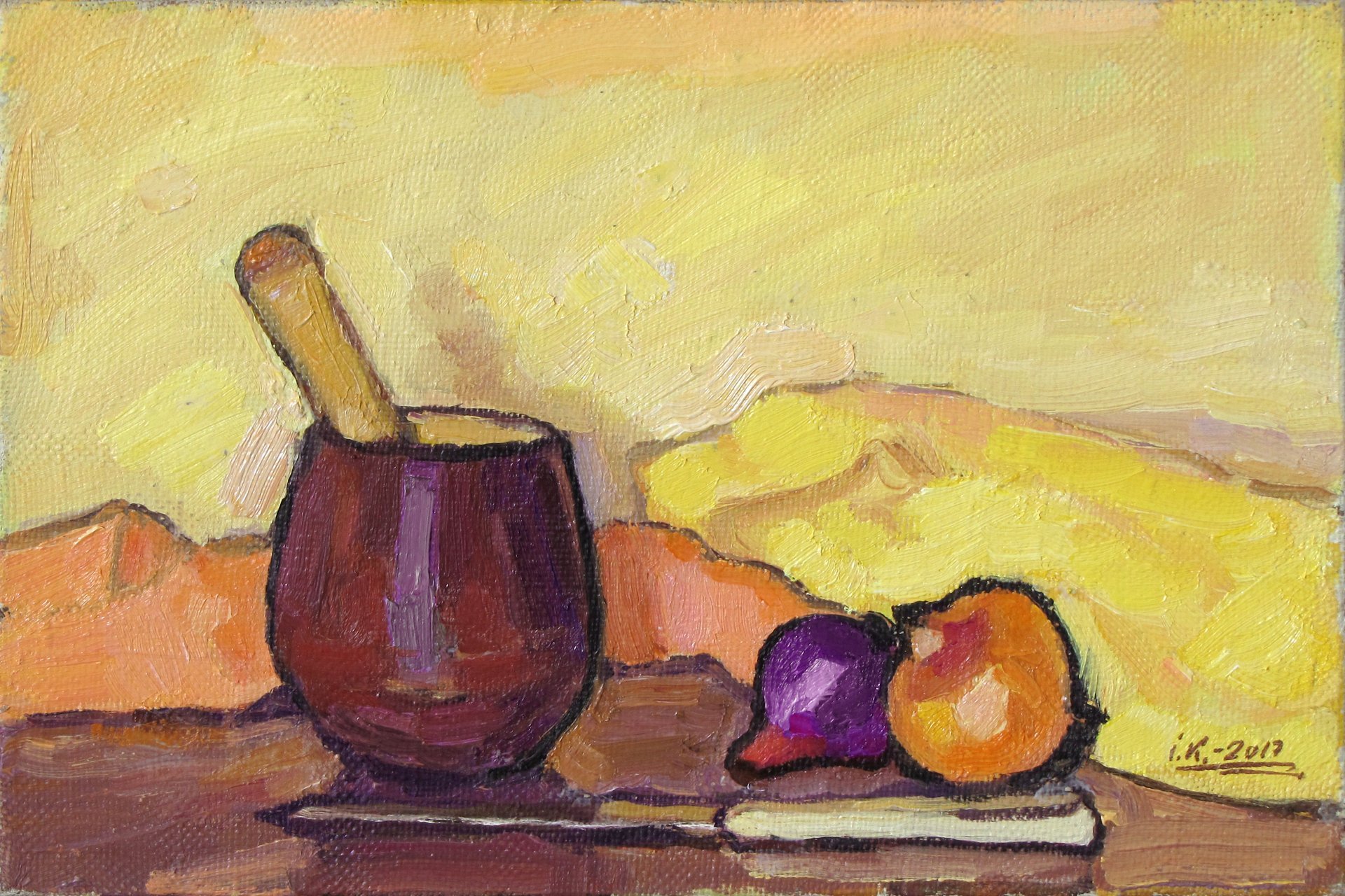Still Life with Pounder Painting by Ivan Kolisnyk