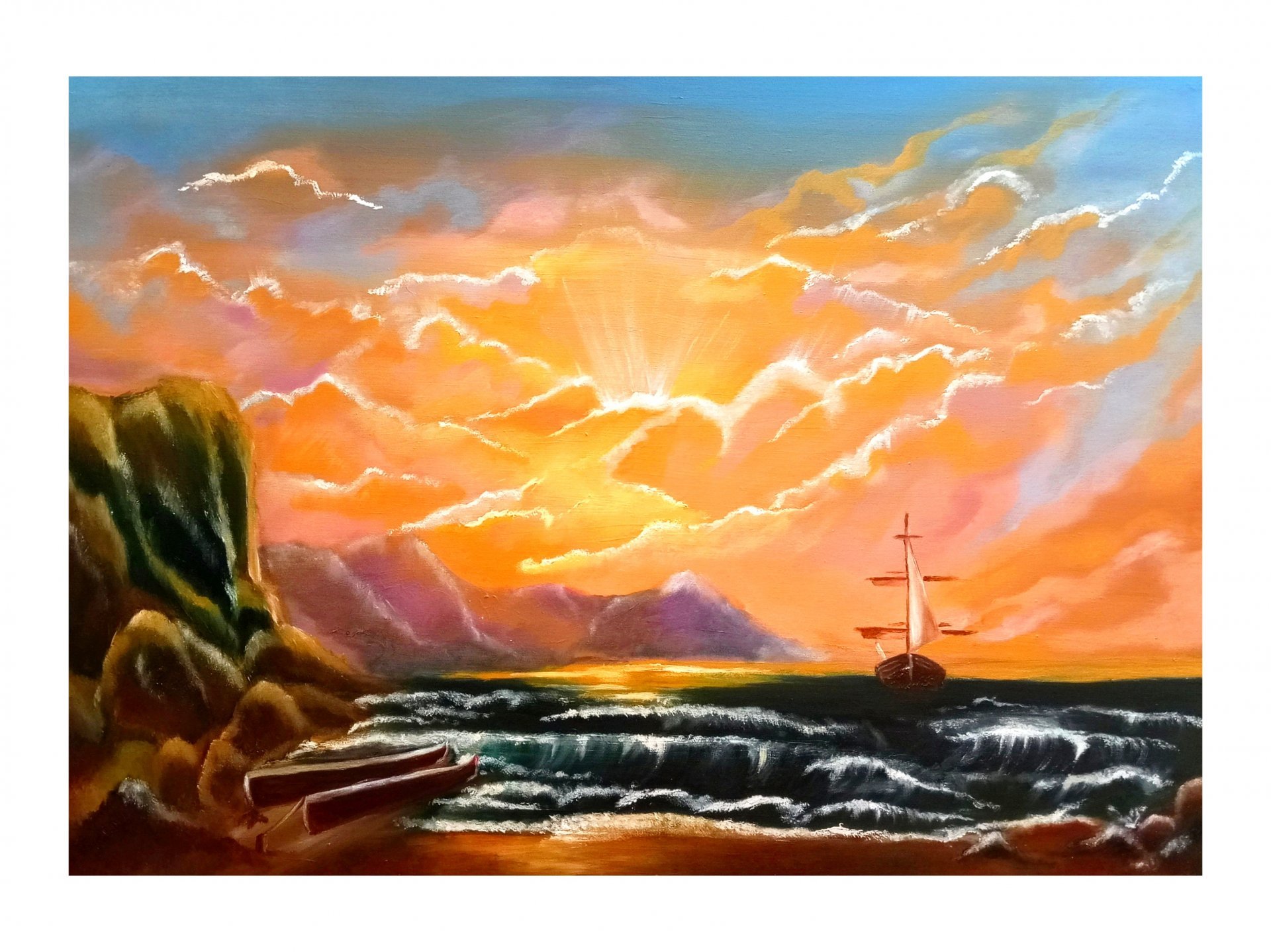 Sunset Before the Storm: Impressionism of the Sea Painting by Leyla Abbas
