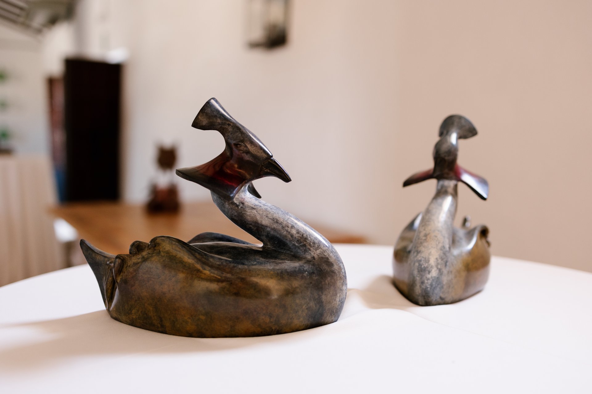 Crested Grebes Sculpture - Zita Abreu - Jose Art Gallery