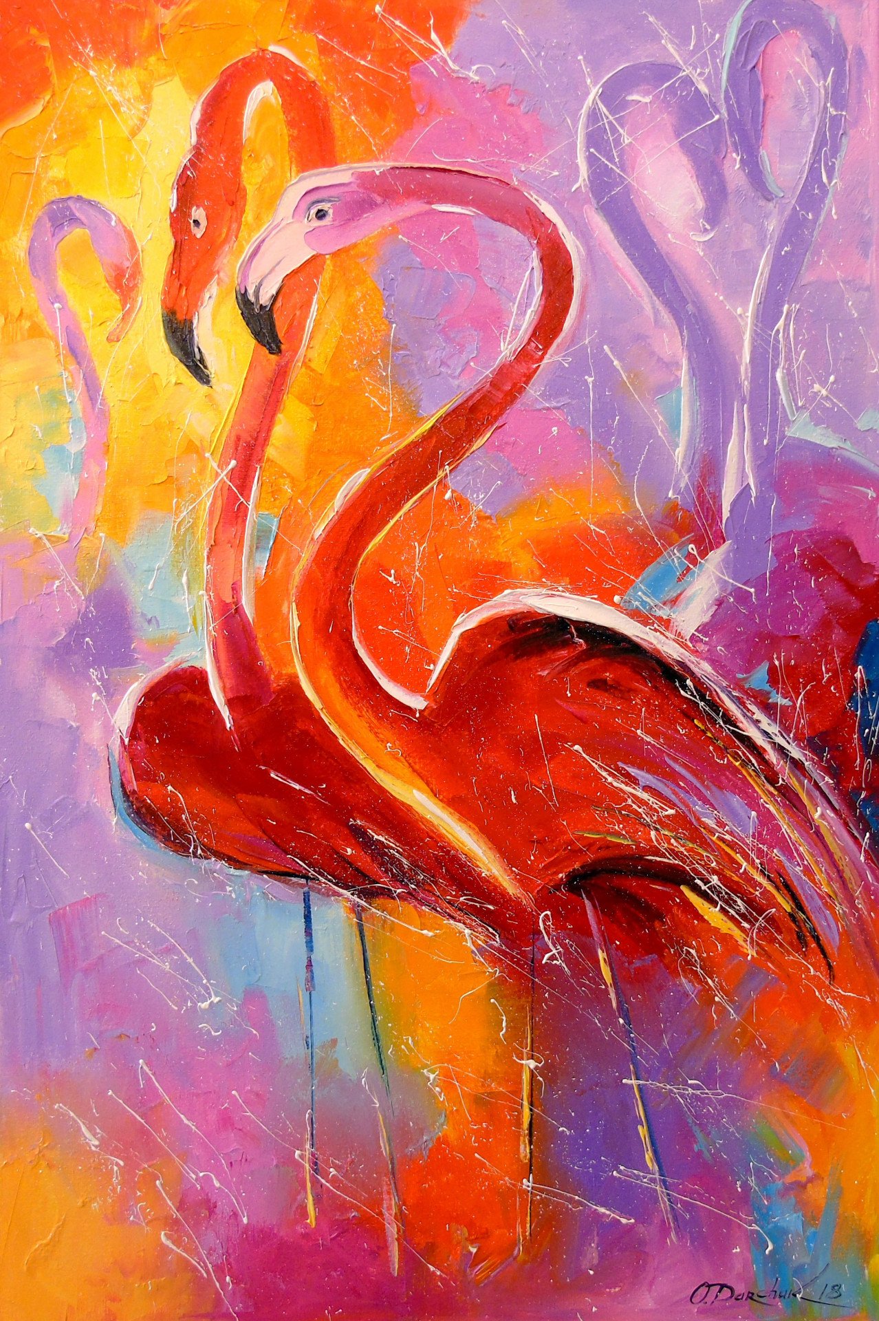 Flamingo Painting by Olha Darchuk - Jose Art Gallery