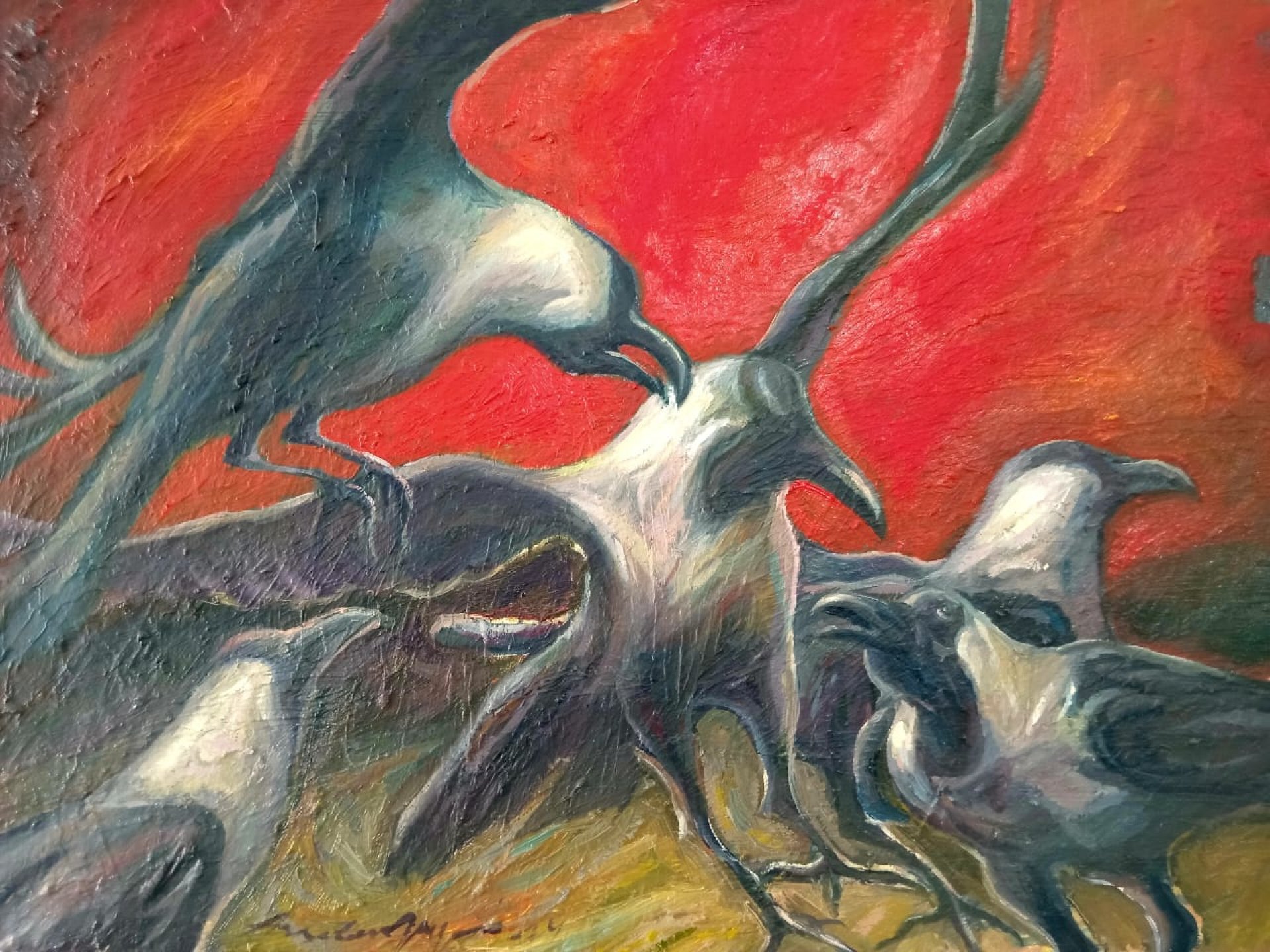 The Crows Painting by Arsalan Naqvi - Jose Art Gallery