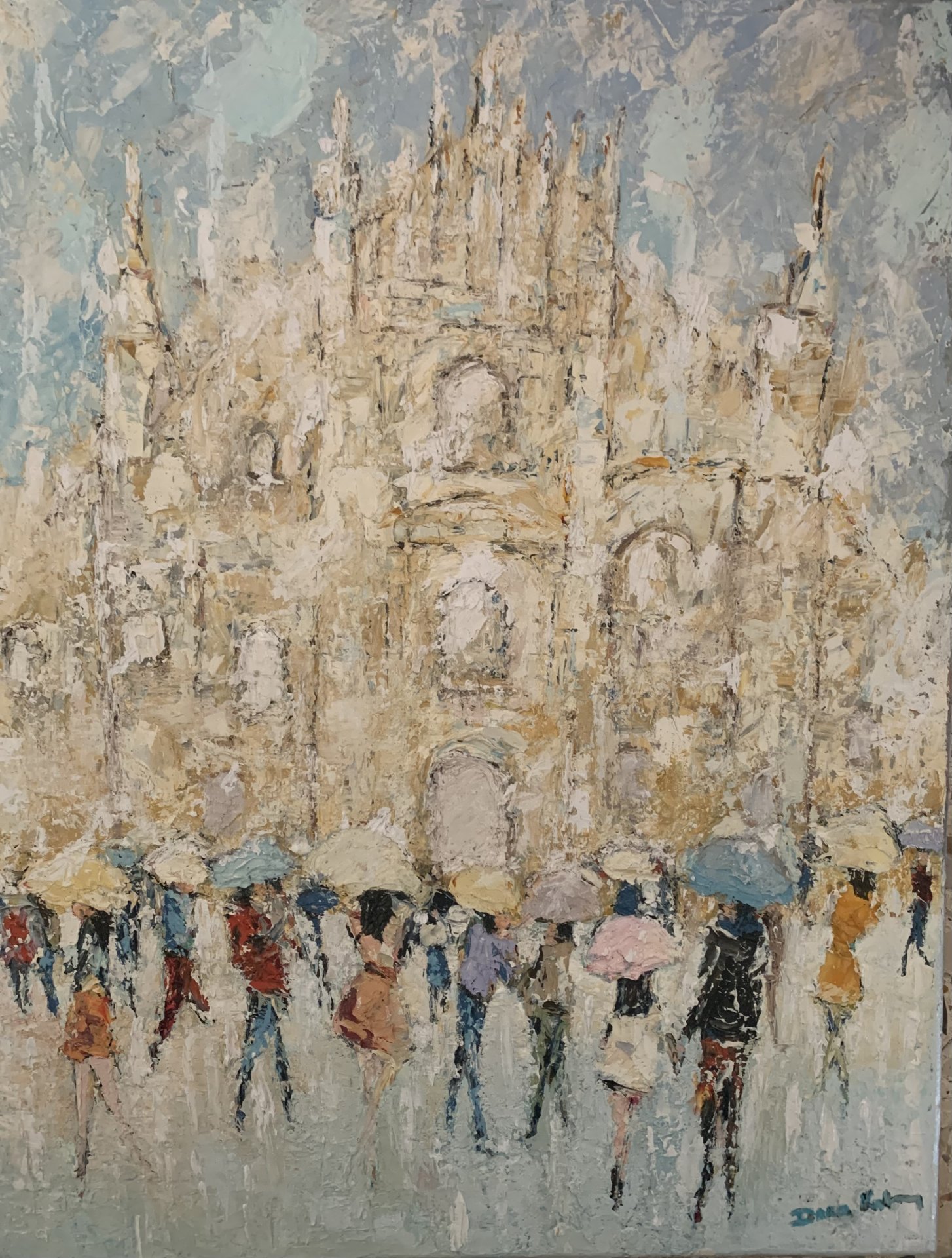 Rainy Day at Milan Cathedral Painting by Dora Kalinova